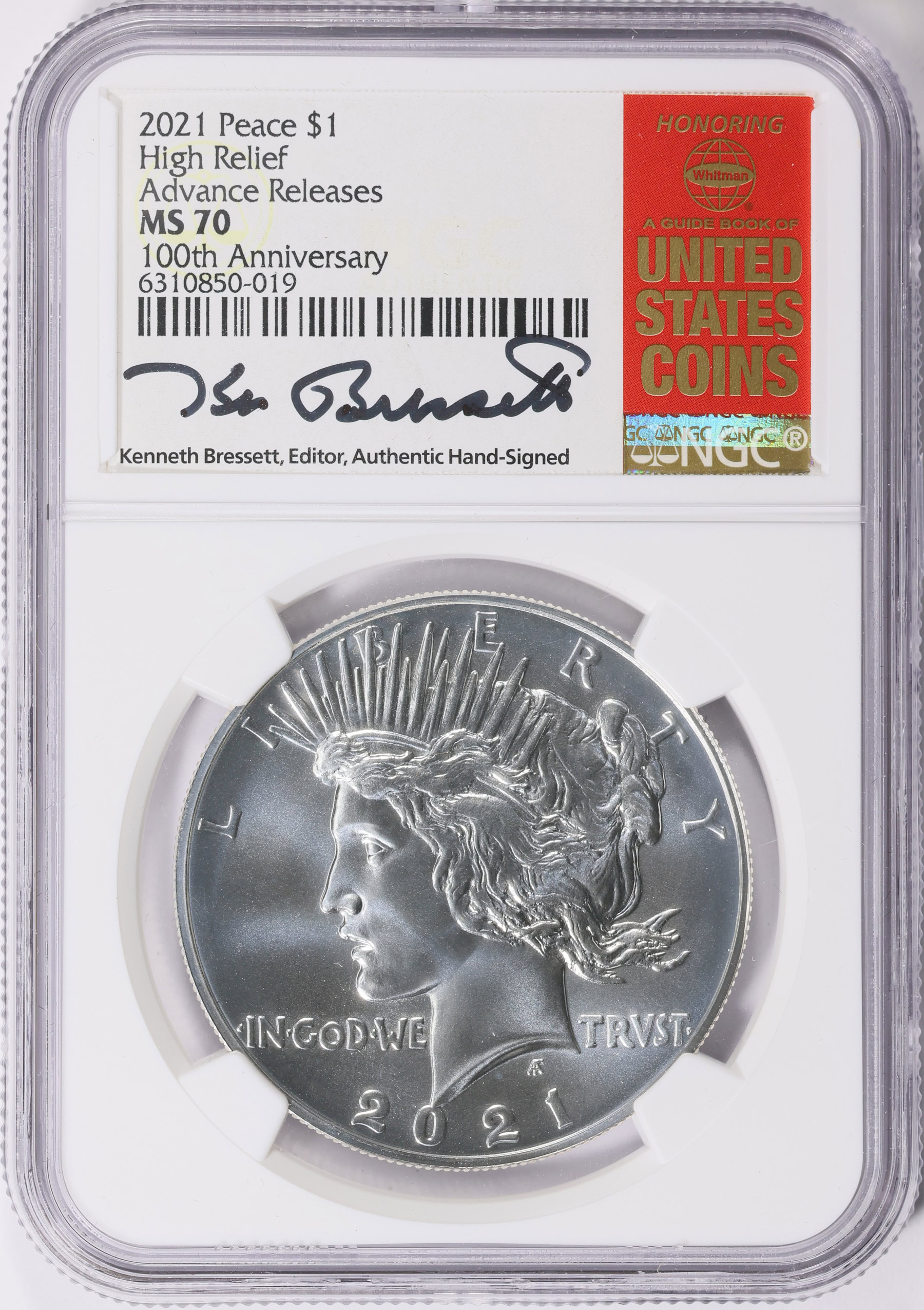2021 Peace Silver Dollar 100th Anniversary Advance Releases NGC MS-70 ...