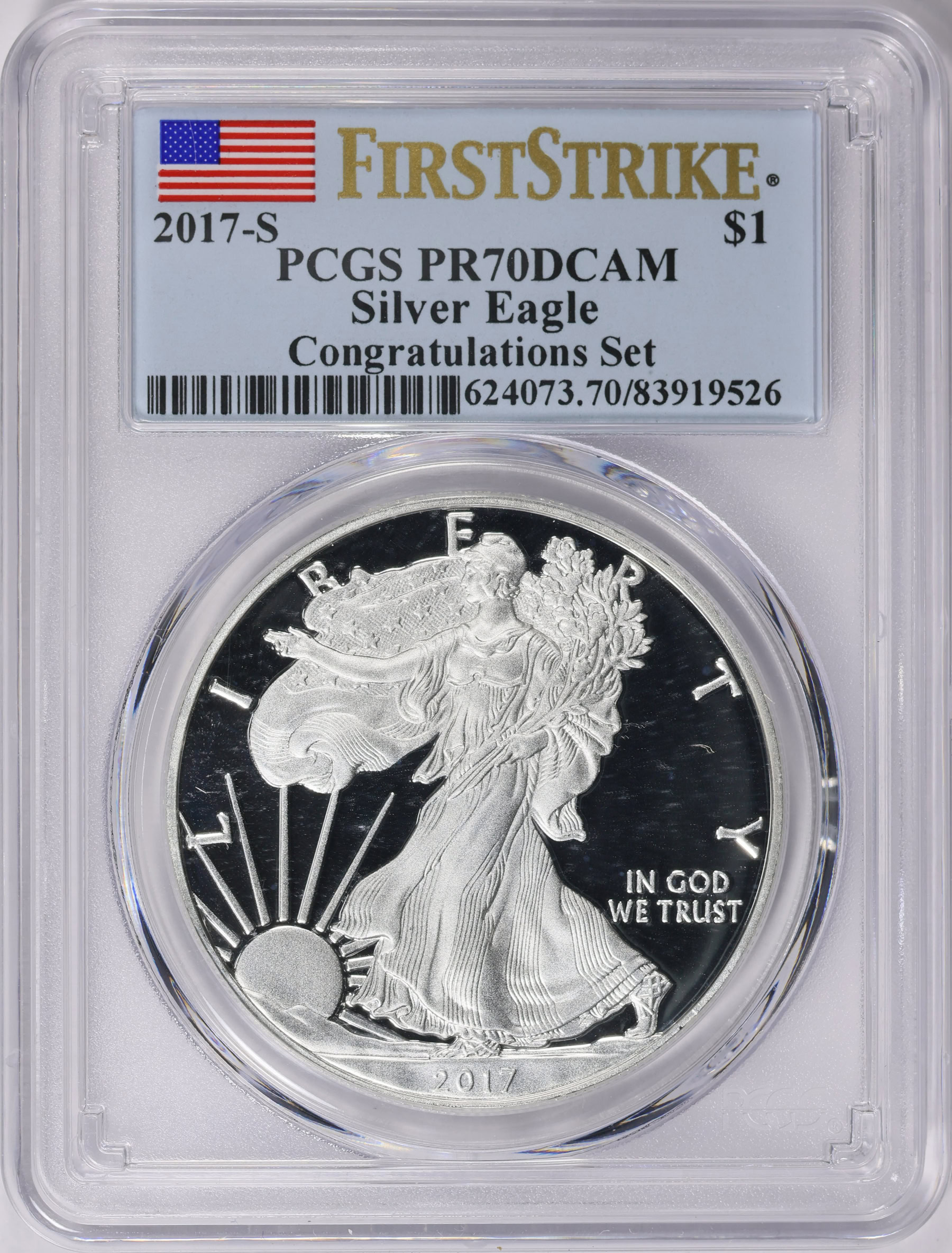 2017-S $1 Silver Eagle First Strike (From the Congratulations Set) PCGS Proof-70 DCAM (Item ...