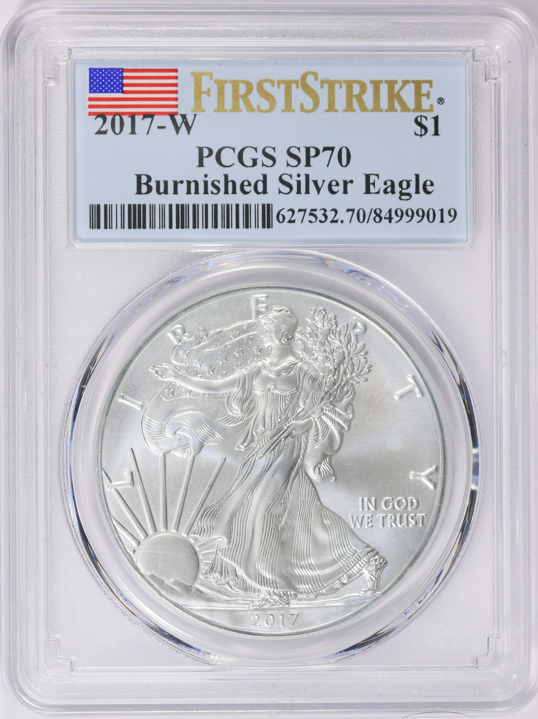 2017-W $1 Silver Eagle Burnished First Strike PCGS SP-70 (Item 1654001) | GreatCollections Coin ...