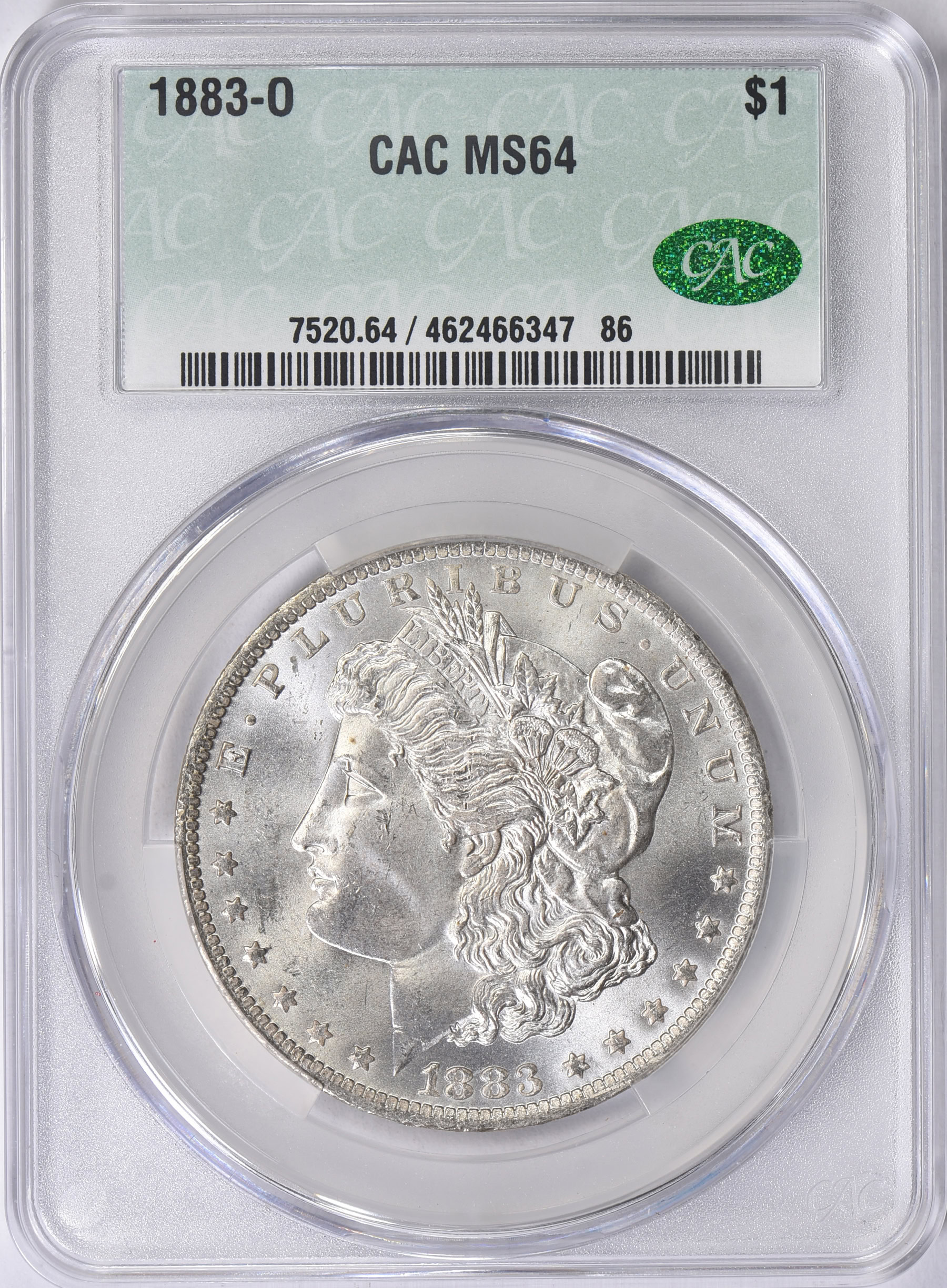 1883-O Morgan Silver Dollar CACG MS-64 (Item 1654076) | GreatCollections Coin Auctions