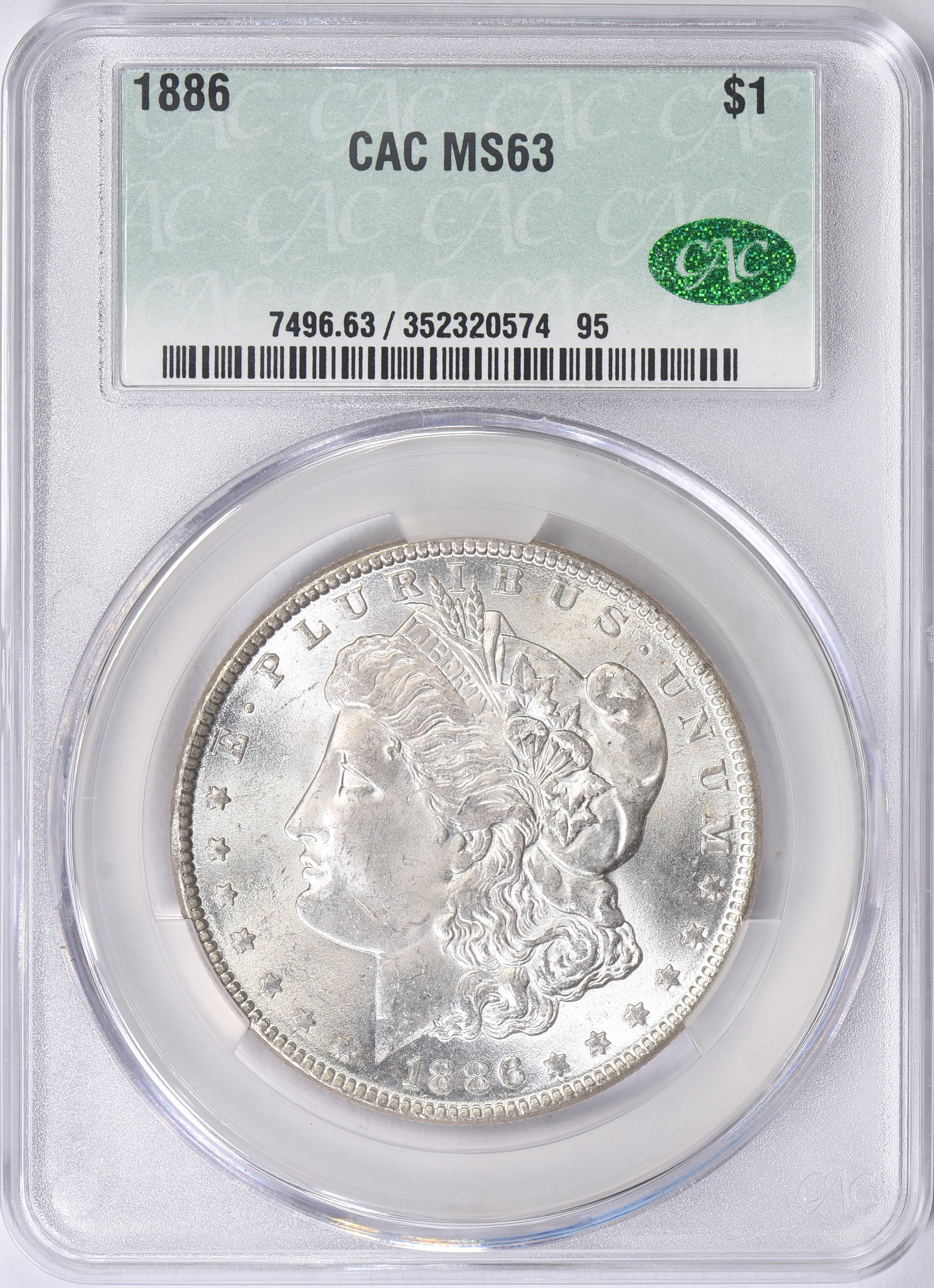 1886 Morgan Silver Dollar CACG MS-63 (Item 1654085) | GreatCollections Coin Auctions