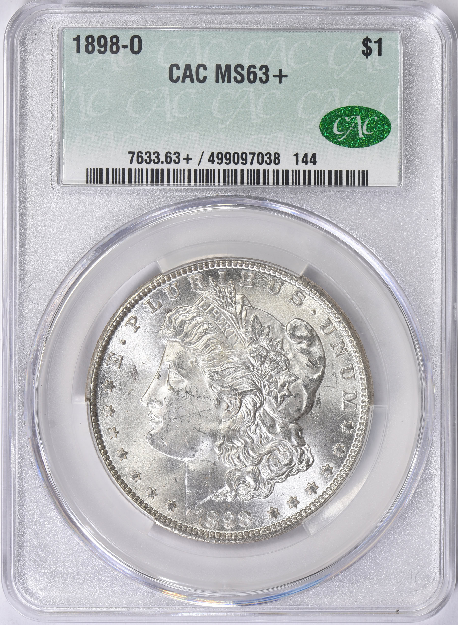 1898-O Morgan Silver Dollar CACG MS-63+ (Item 1654134) | GreatCollections Coin Auctions