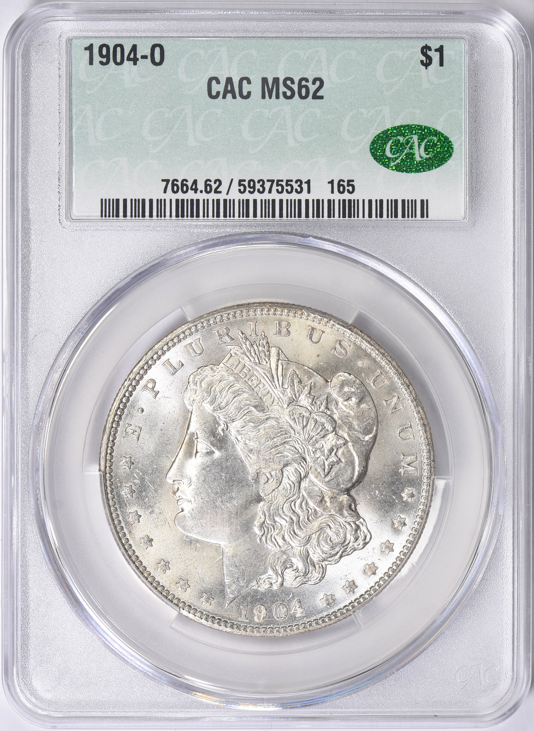 1904-O Morgan Silver Dollar CACG MS-62 (Item 1654155) | GreatCollections Coin Auctions
