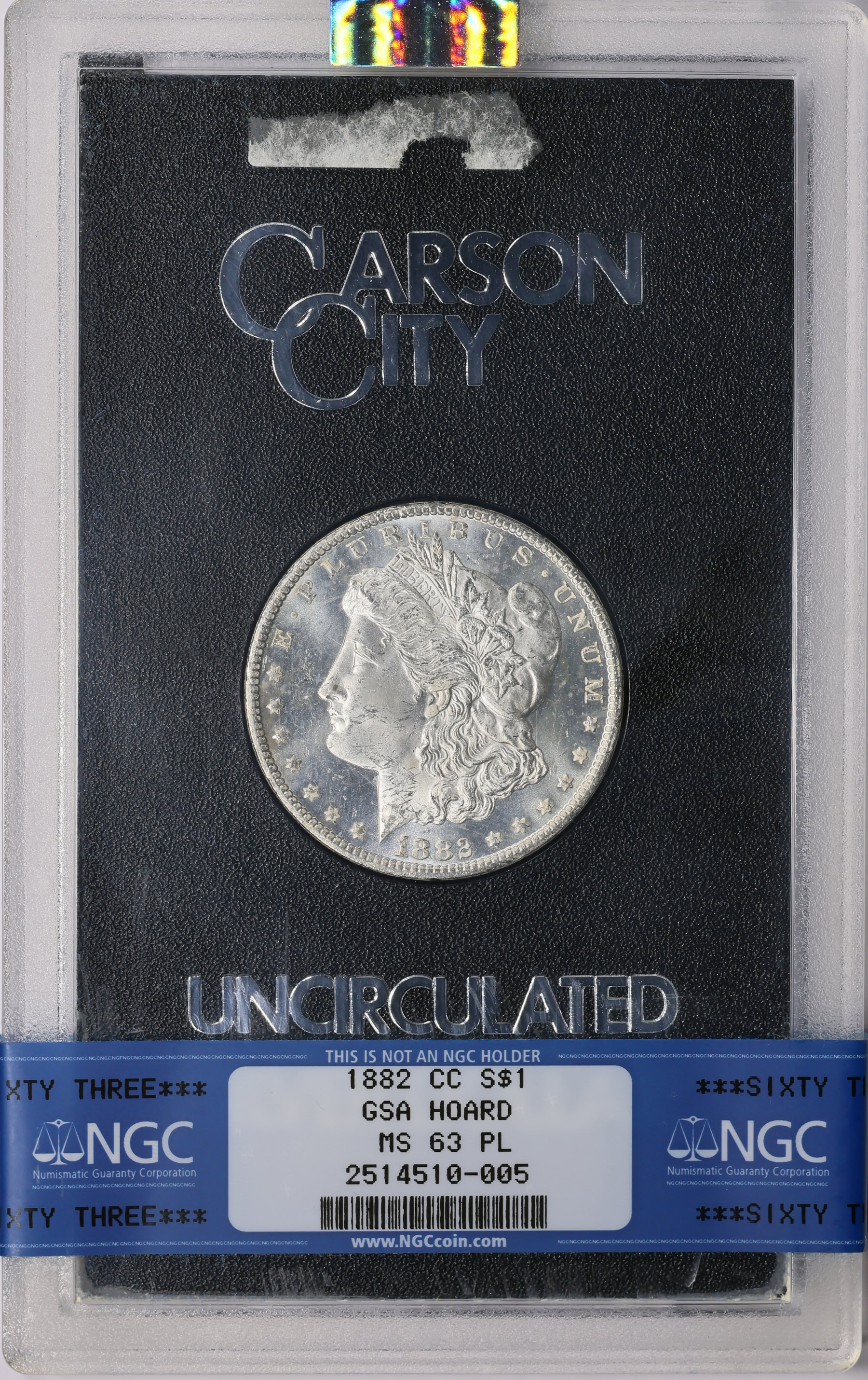 1882-CC Morgan Silver Dollar GSA Hoard NGC MS-63 PL (GSA Holder) (With GSA Box and Numbered ...