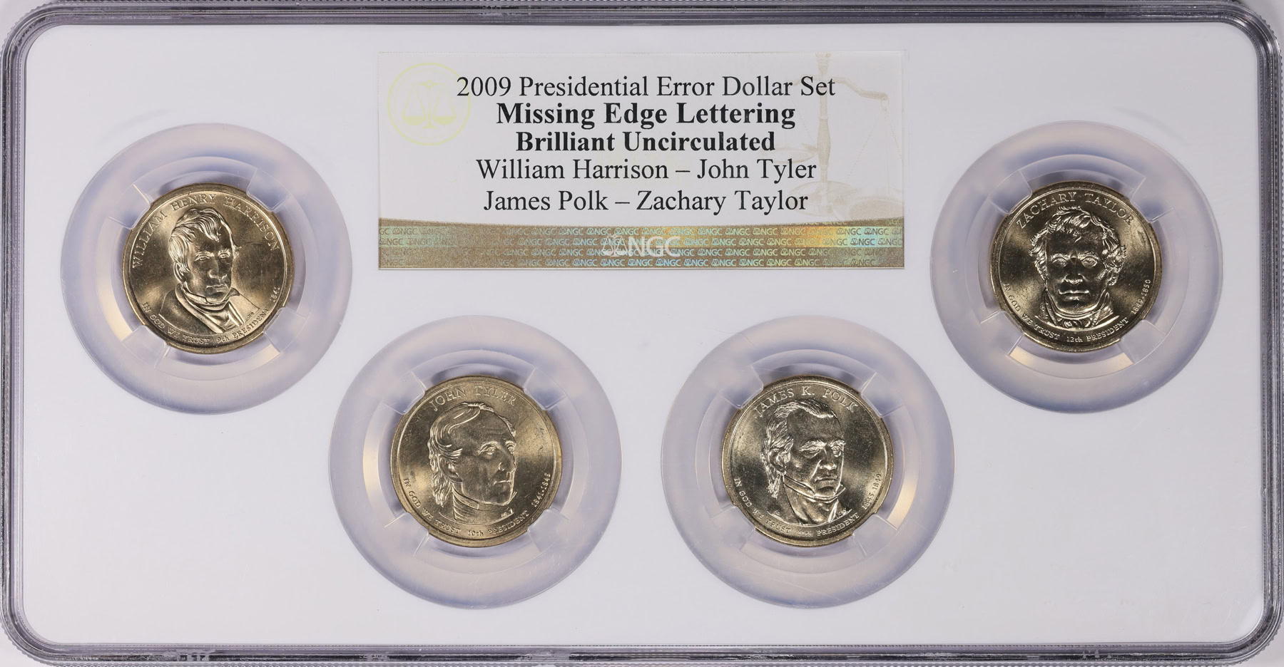 Mint Error 2009 Presidential Error Dollar Set Missing Edge Lettering ...