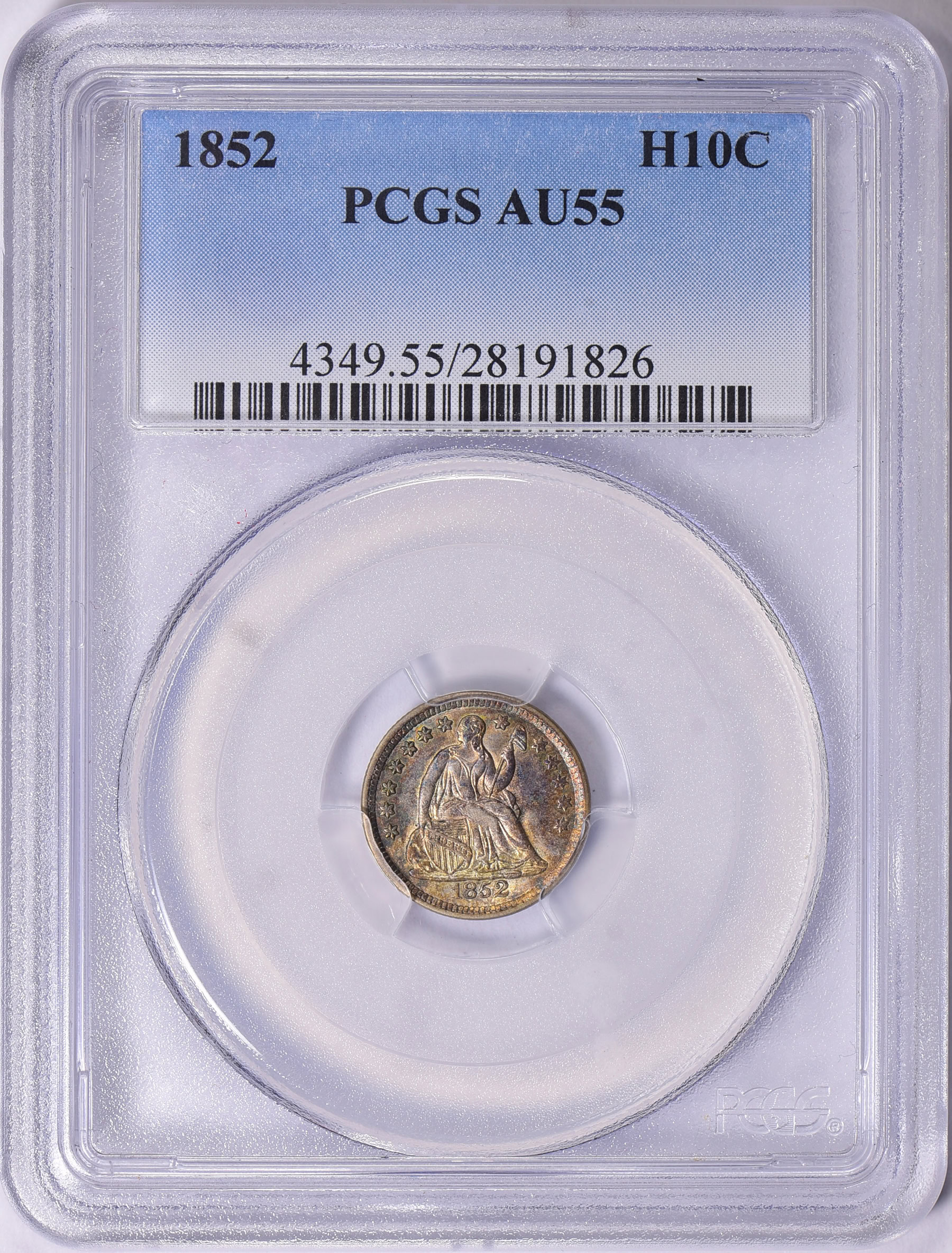 1852 Seated Liberty Half Dime PCGS AU-55 (Toned) (Item 1654492) | GreatCollections Coin Auctions