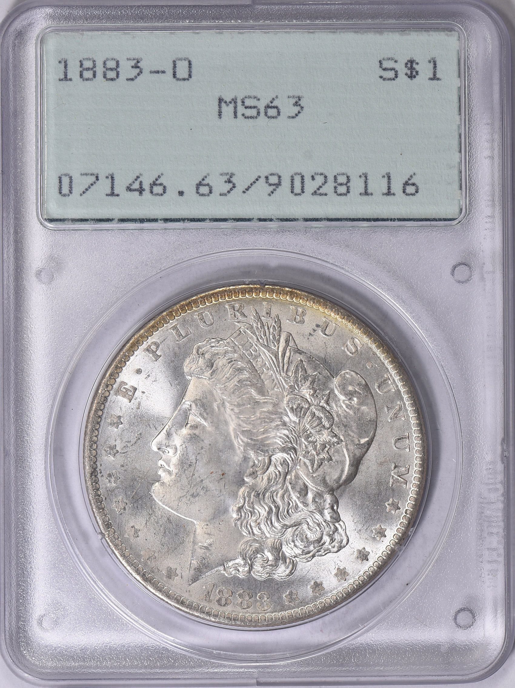 1883-O Morgan Silver Dollar PCGS MS-63 OGH (1st Gen) (Item 1654527) | GreatCollections Coin Auctions