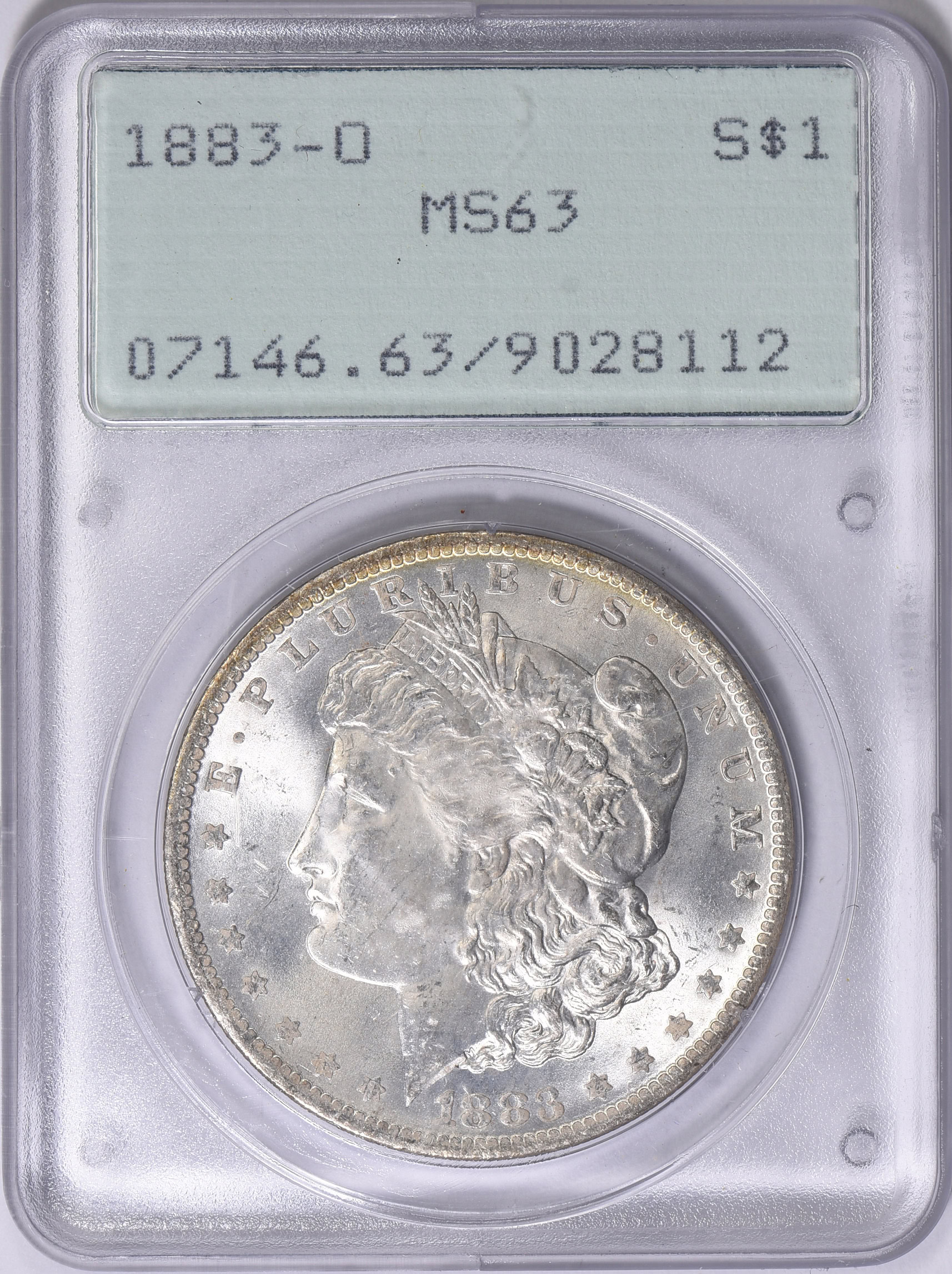1883-O Morgan Silver Dollar PCGS MS-63 OGH (1st Gen) (Item 1654529) | GreatCollections Coin Auctions