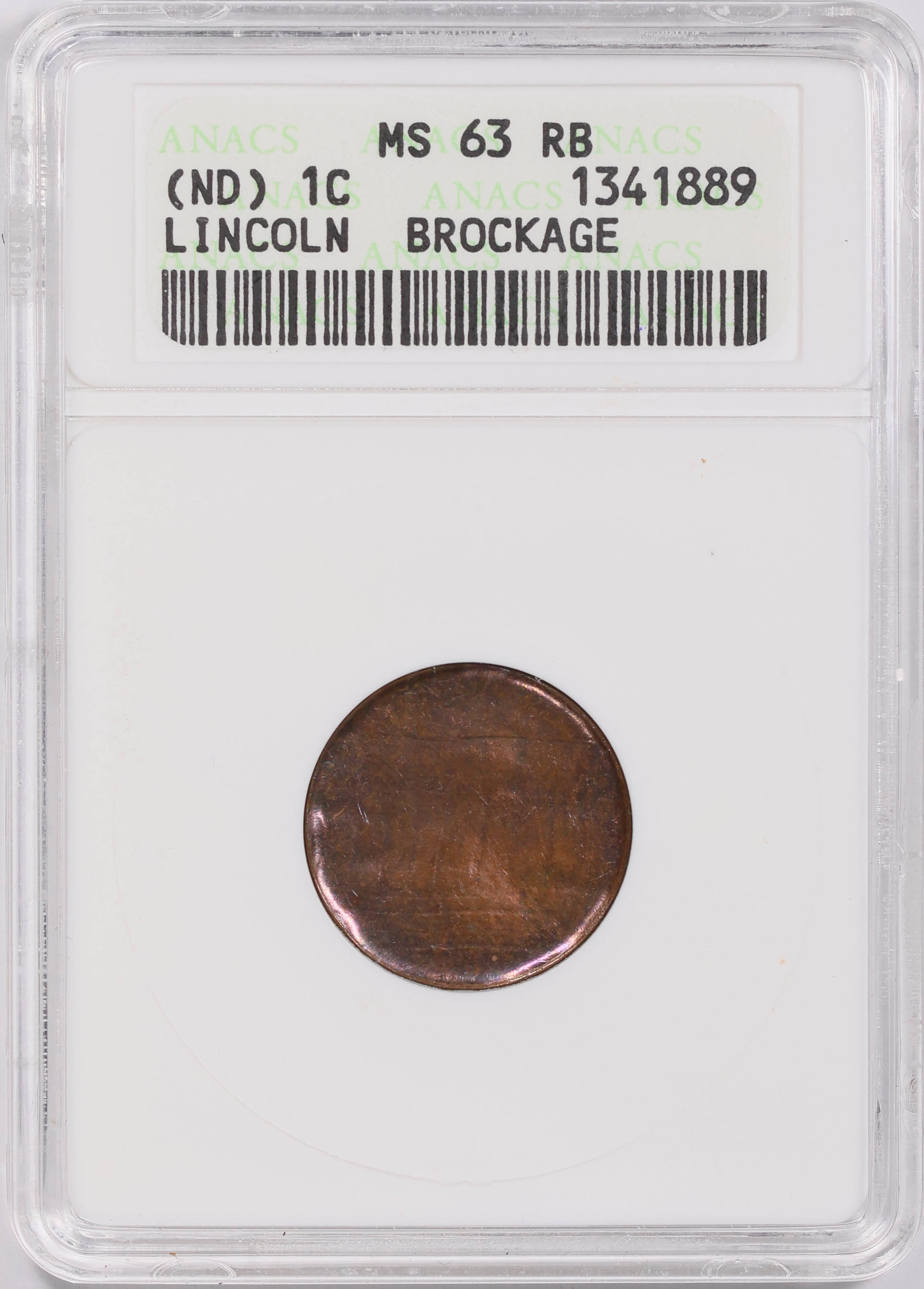 Mint Error ND Lincoln Cent Brockage ANACS MS-63 RB OH | ANACS Cert #1341889 | GreatCollections ...