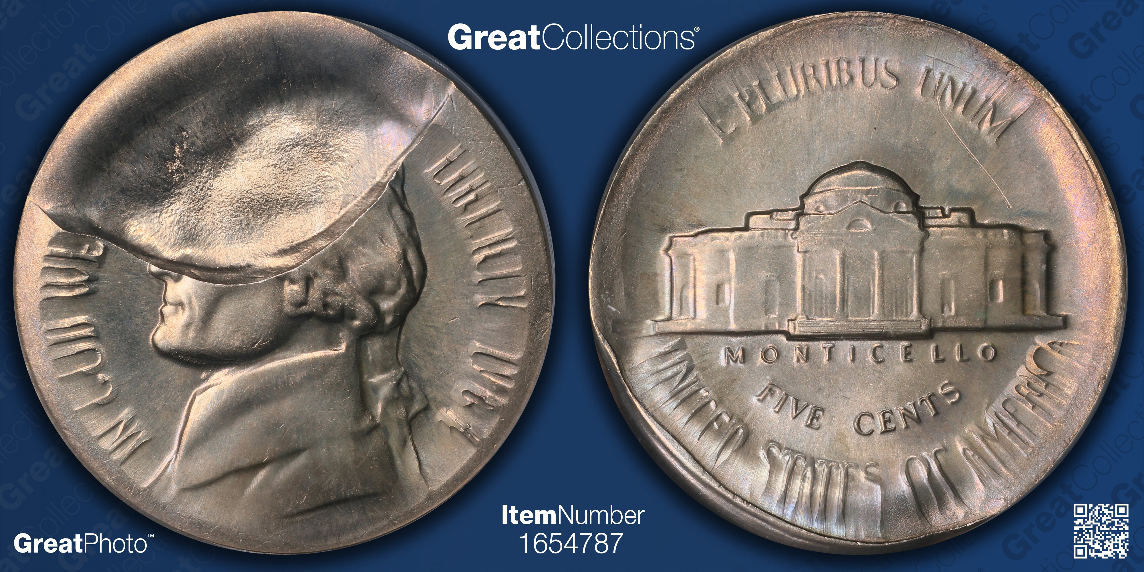 Mint Error 1964 Jefferson Nickel Large Broadstrike With 35% Indent PCGS ...