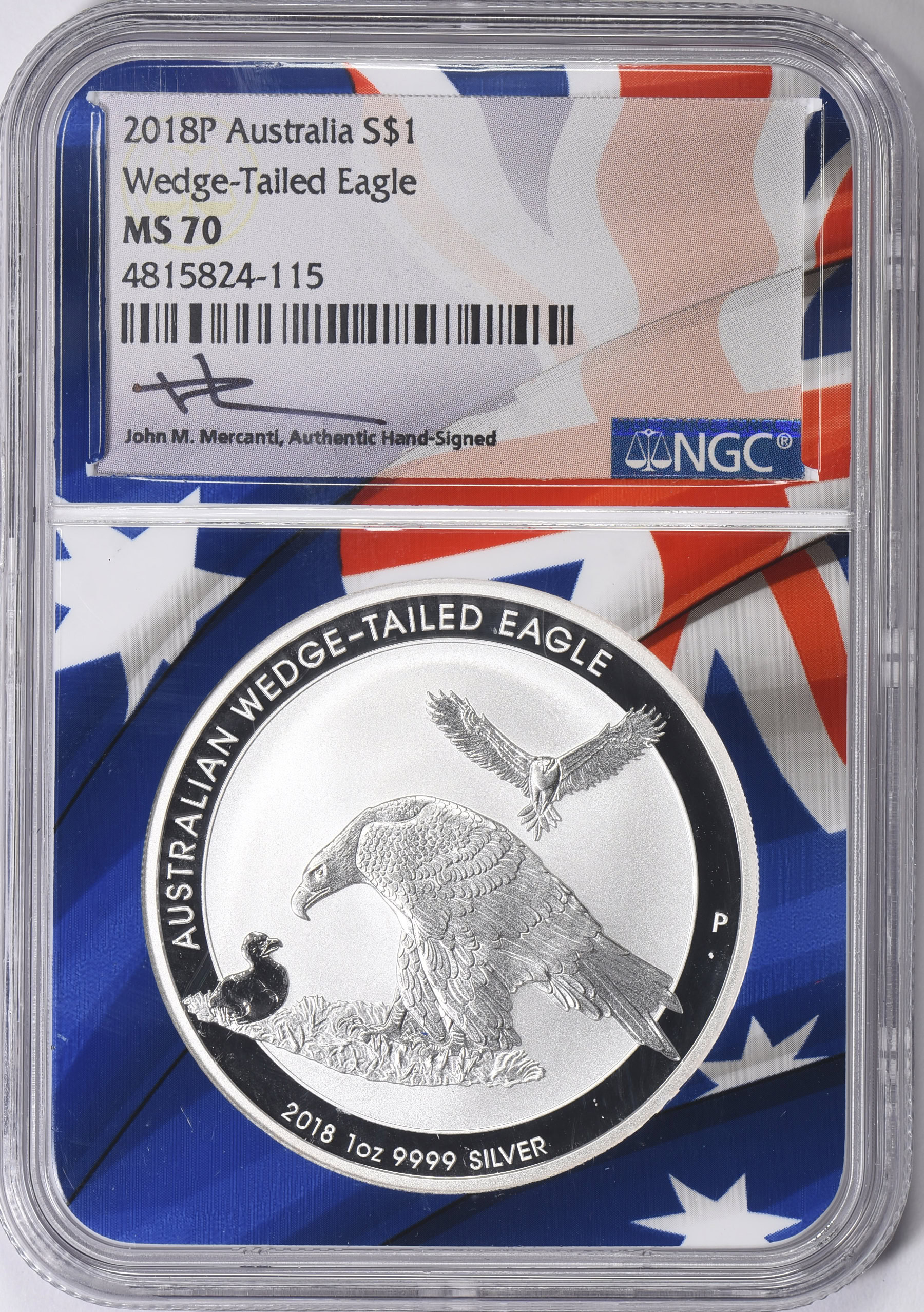 Australia 2018-P Silver Dollar Wedge-Tailed Eagle KM-3512 NGC MS-70 ...