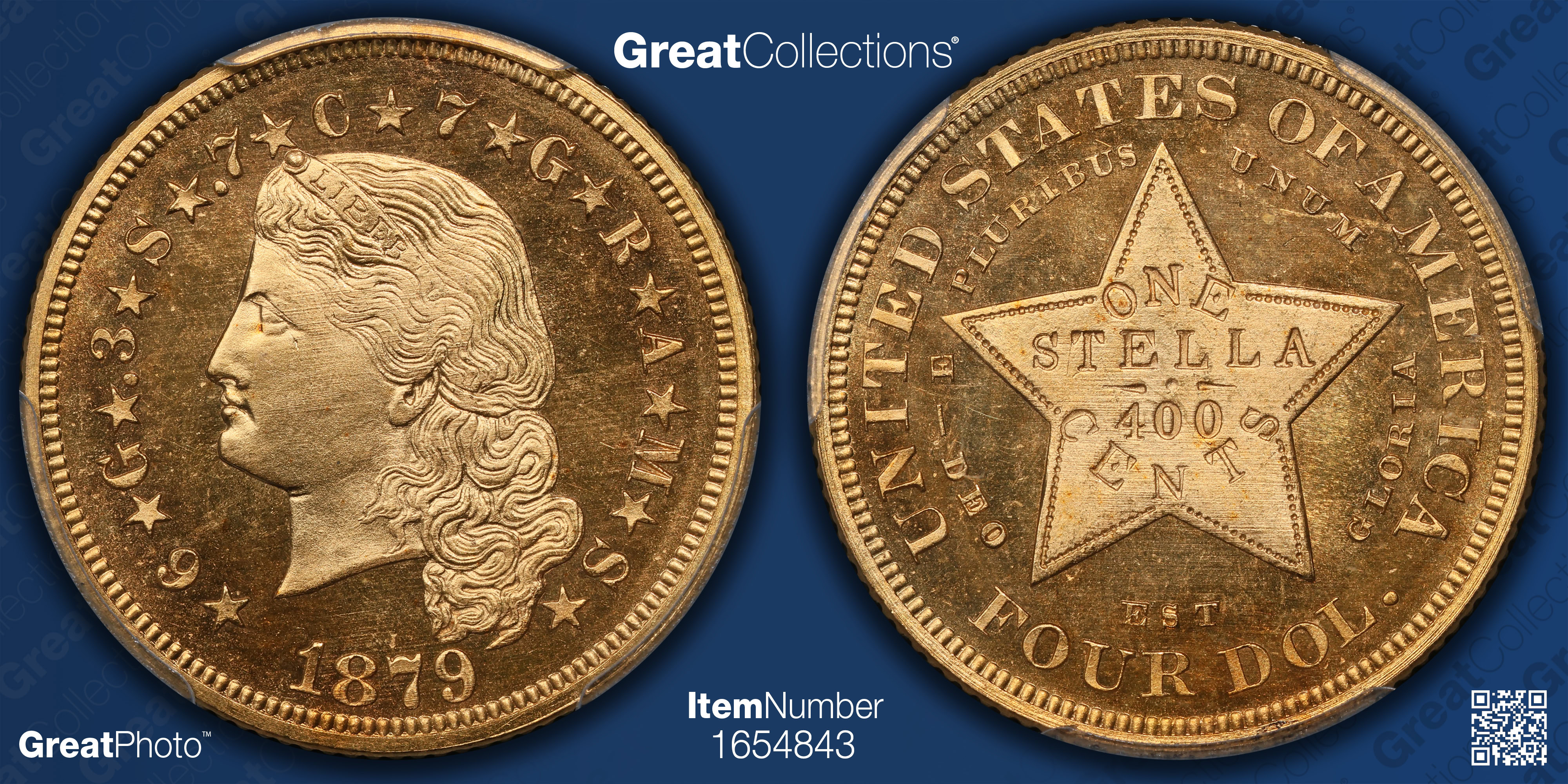 1879 Four-Dollar Gold Piece Flowing Hair Stella PCGS Proof-66 (CAC ...