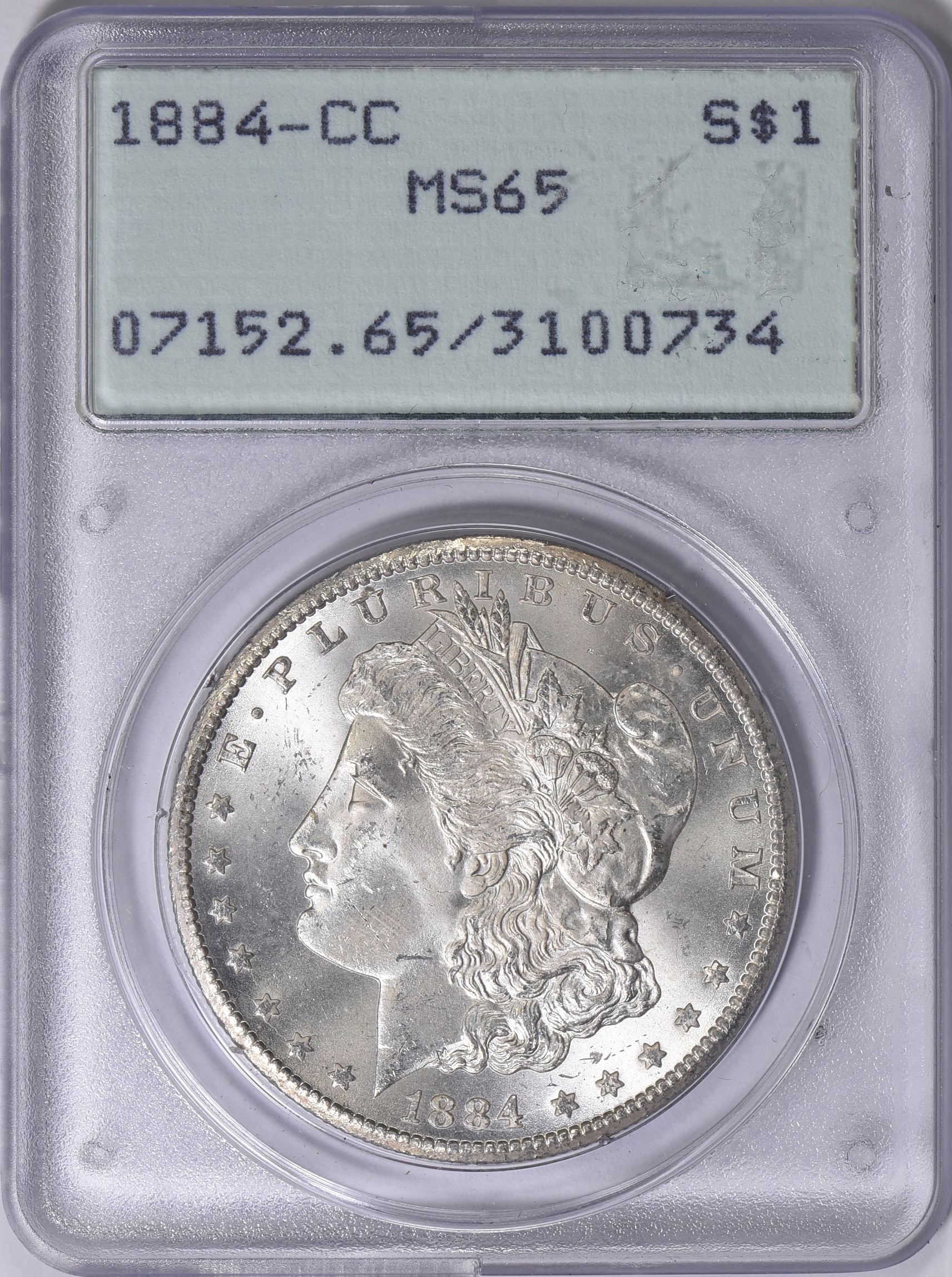 1884-CC Morgan Silver Dollar PCGS MS-65 OGH (1st Gen) (Item 1654877) | GreatCollections Coin ...