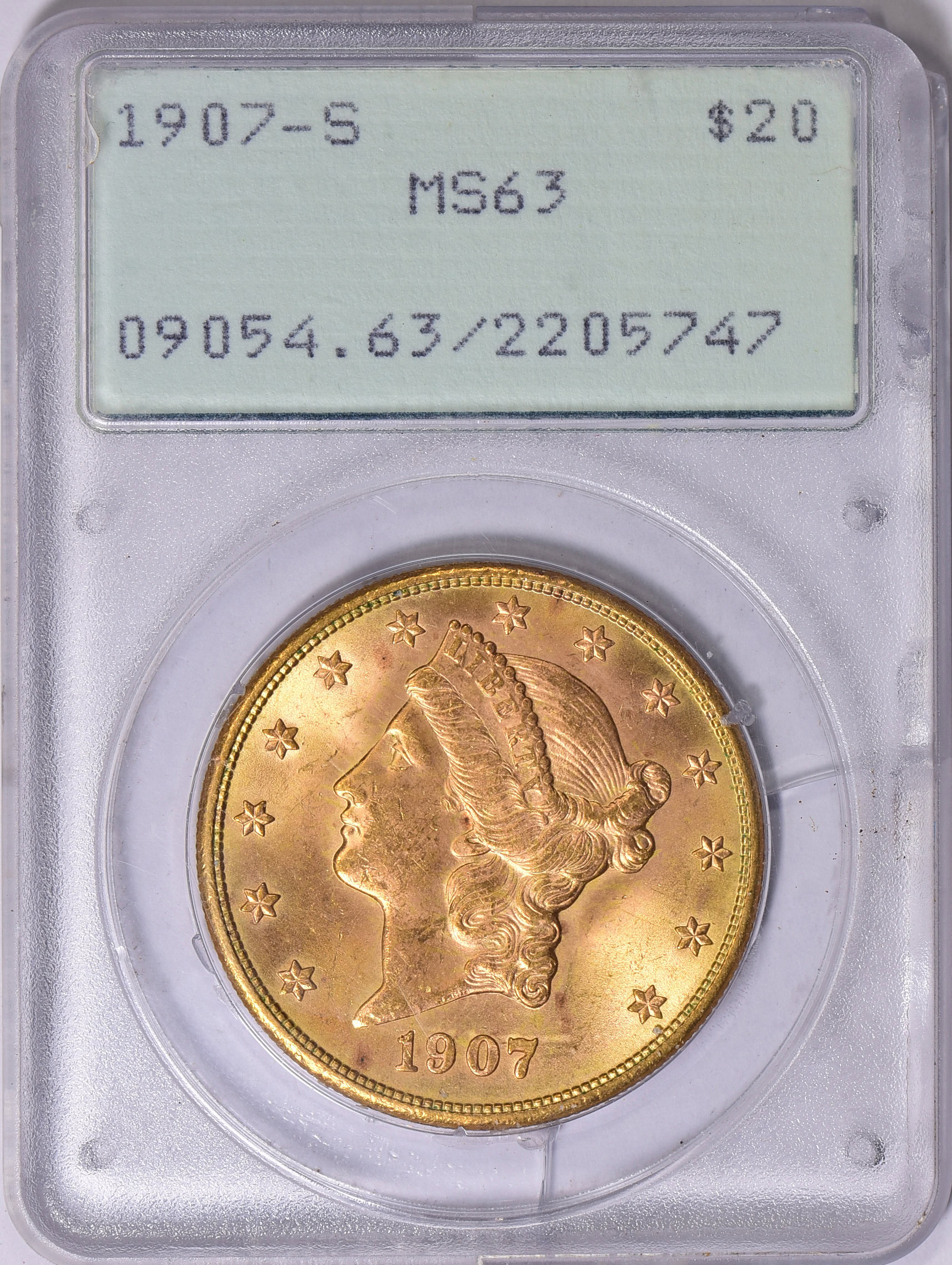 1907-S Liberty Gold Double Eagle PCGS MS-63 OGH (1st Gen) (Item 1654879) | GreatCollections Coin ...