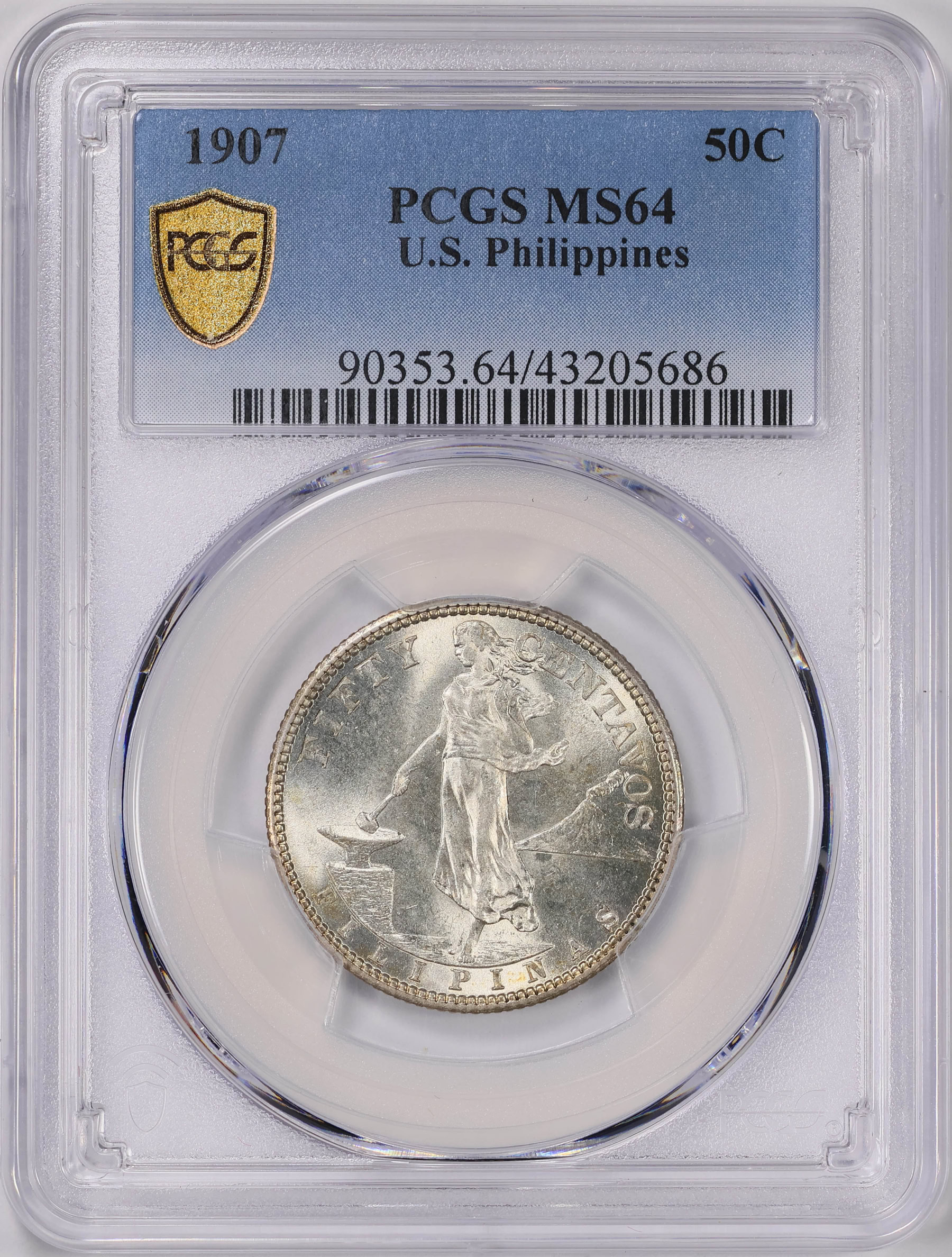 1907 U.S. Philippines Fifty Centavos PCGS MS-64 (Item 1654897 ...