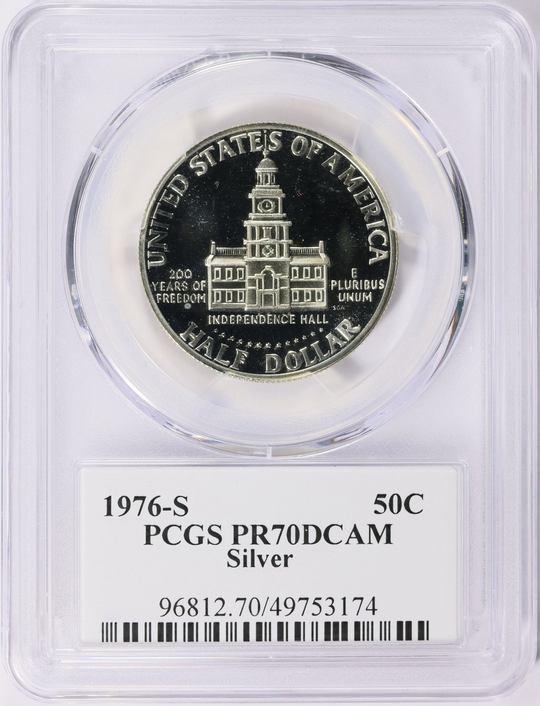 1976-S Kennedy Half Dollar Silver PCGS Proof-70 DCAM (John F. Kennedy Label) (Item 1654918 ...