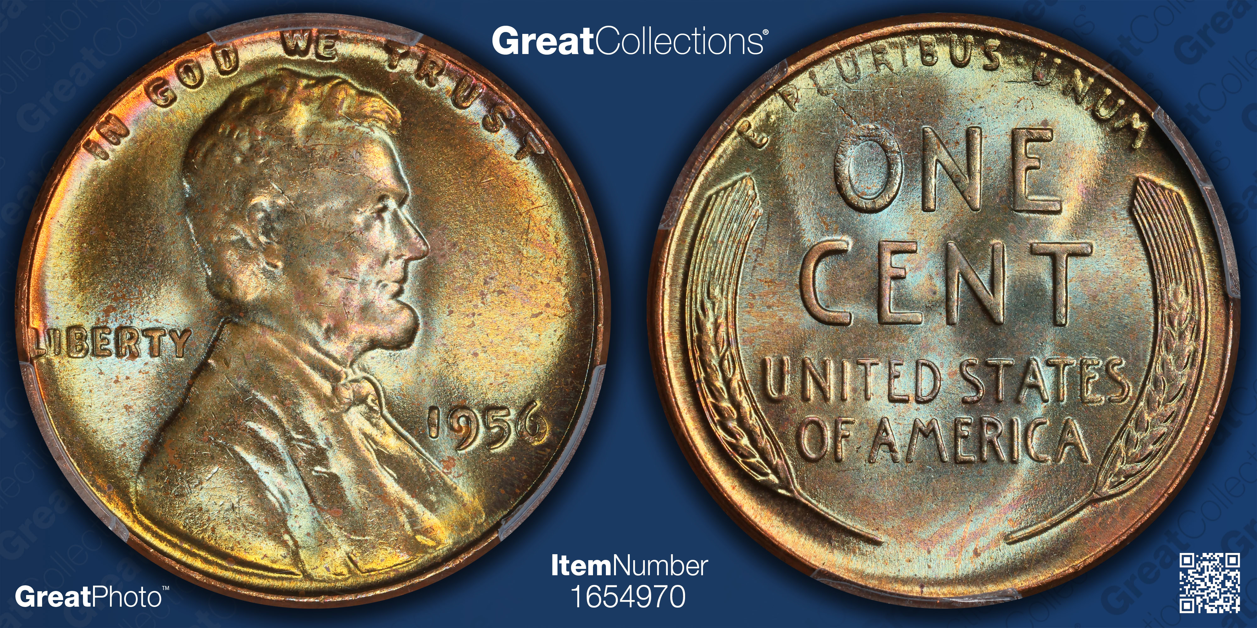 1956 Lincoln Cent PCGS MS-65 RB (Toned) (Item 1654970 ...