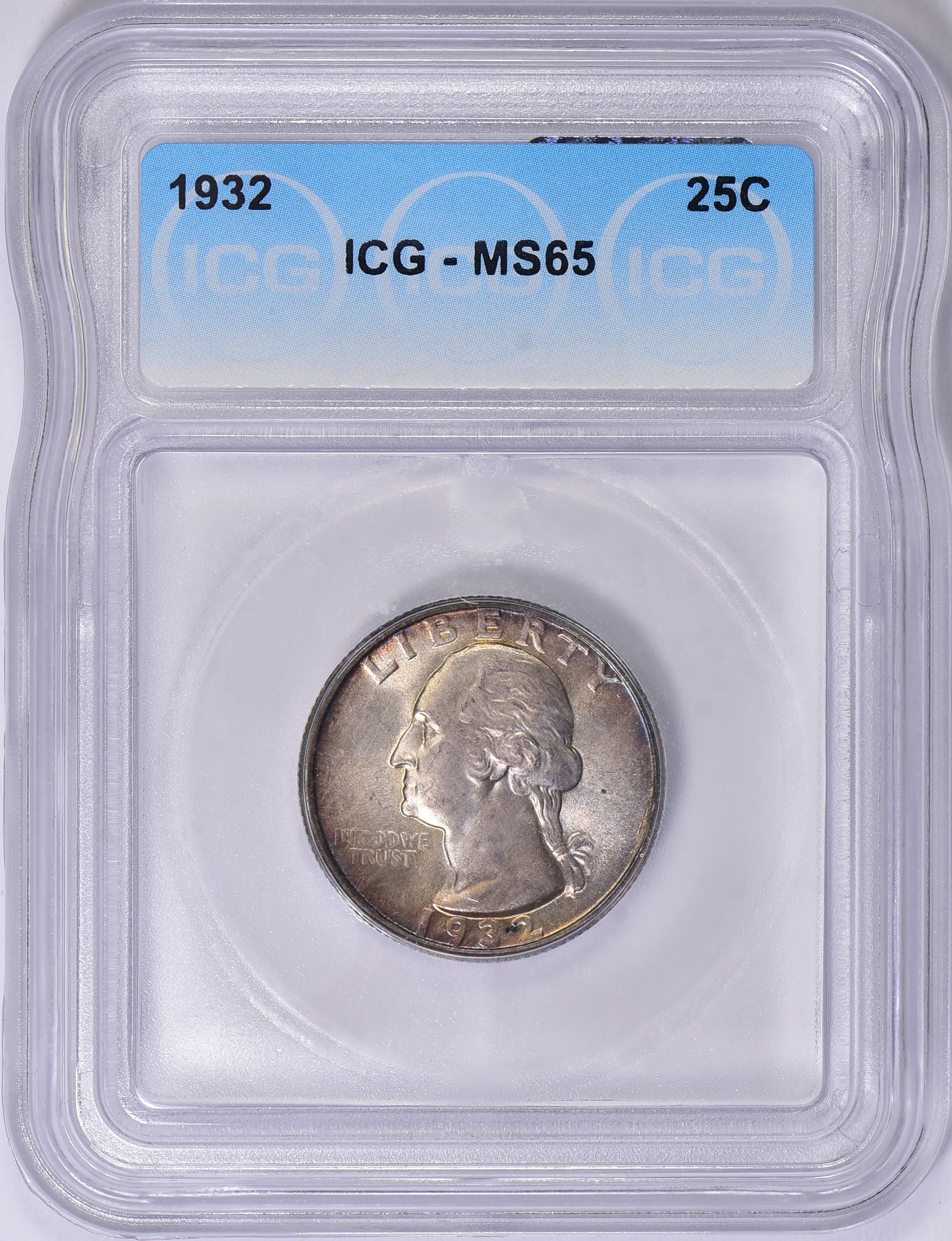 1932 Washington Quarter ICG MS-65 (Toned) (Item 1655025) | GreatCollections Coin Auctions