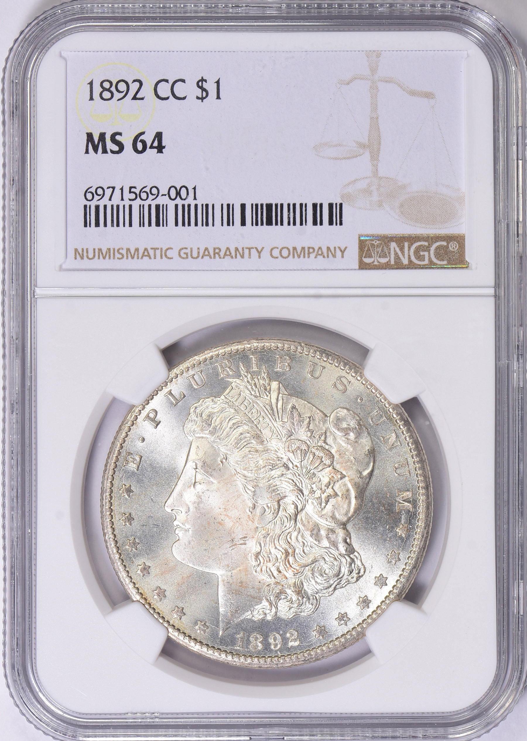 1892-CC Morgan Silver Dollar NGC MS-64 (Item 1655062) | GreatCollections Coin Auctions
