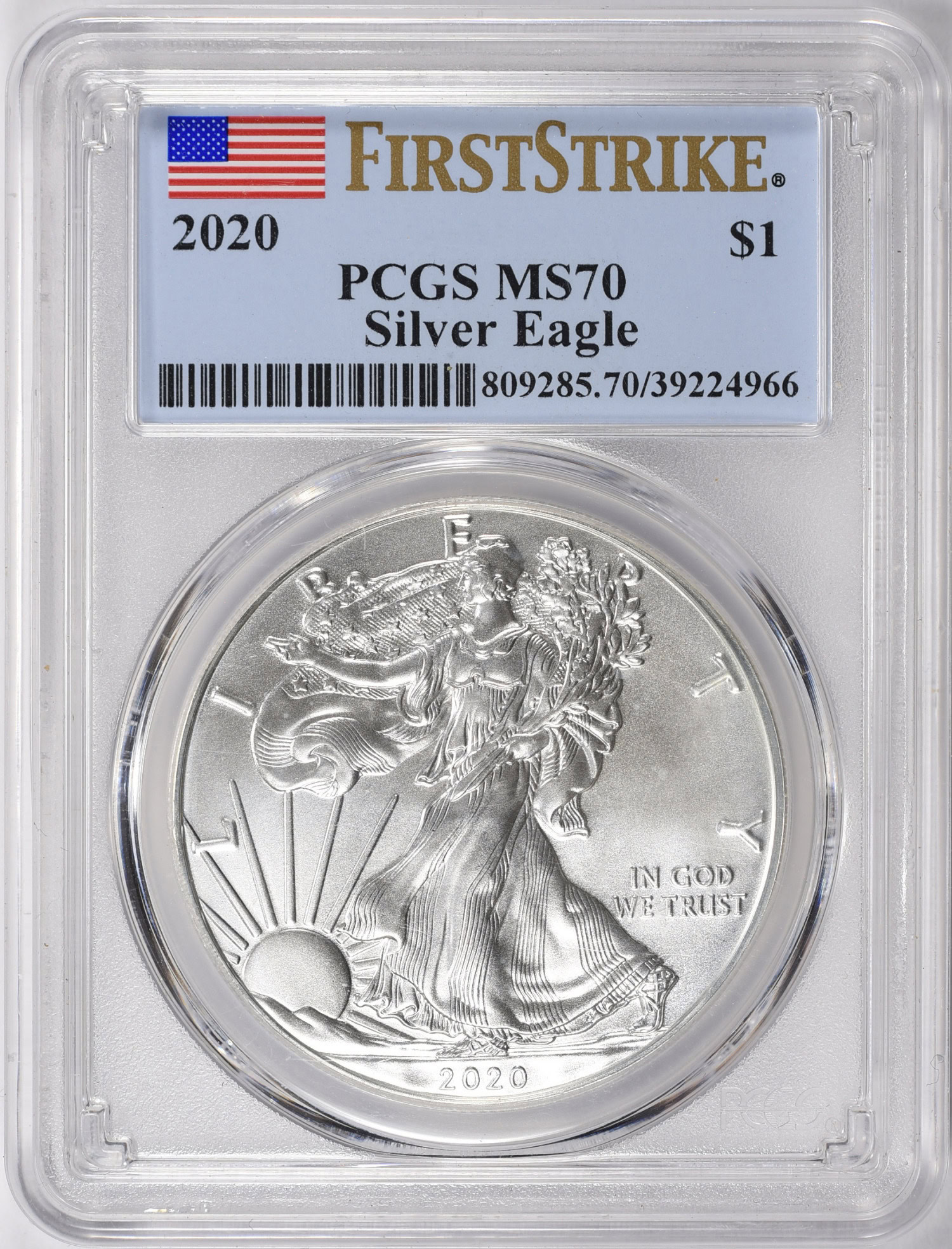 2020 $1 Silver Eagle First Strike PCGS MS-70 (Item 1655110) | GreatCollections Coin Auctions