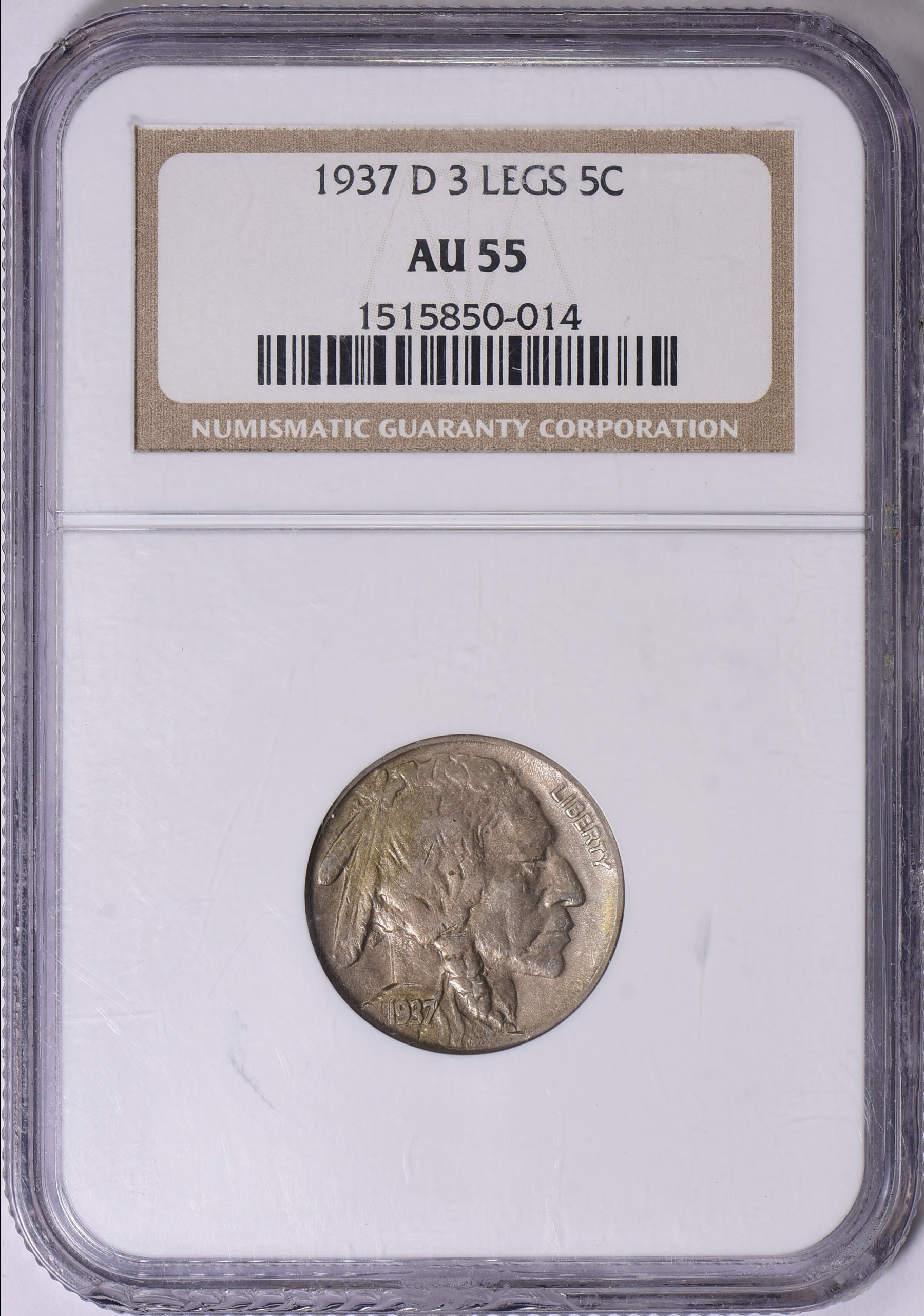 1937-D Buffalo Nickel 3 Legs NGC AU-55 (Item 1655127) | GreatCollections Coin Auctions