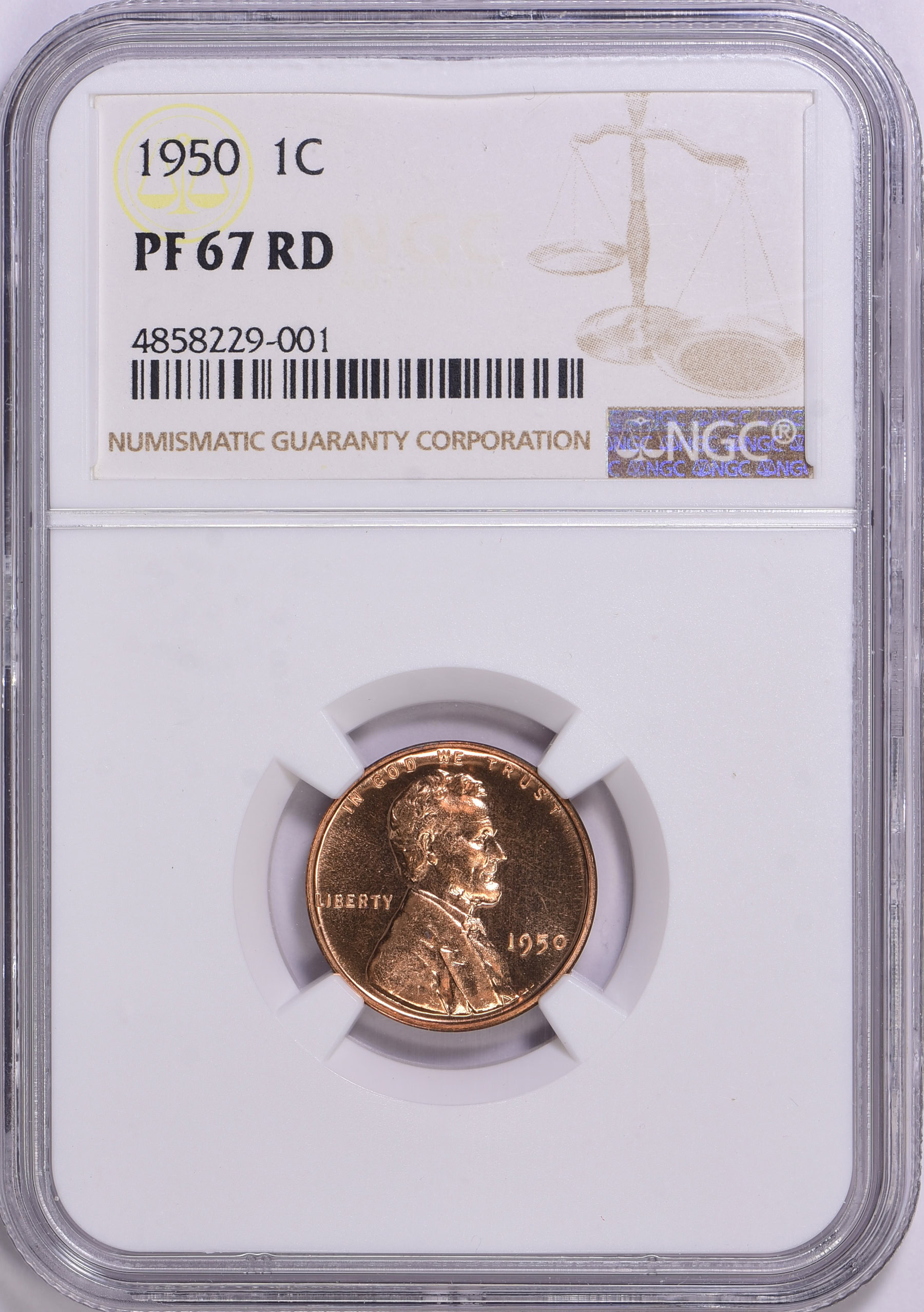 1950 Lincoln Cent NGC Proof-67 RD (Item 1655205) | GreatCollections ...