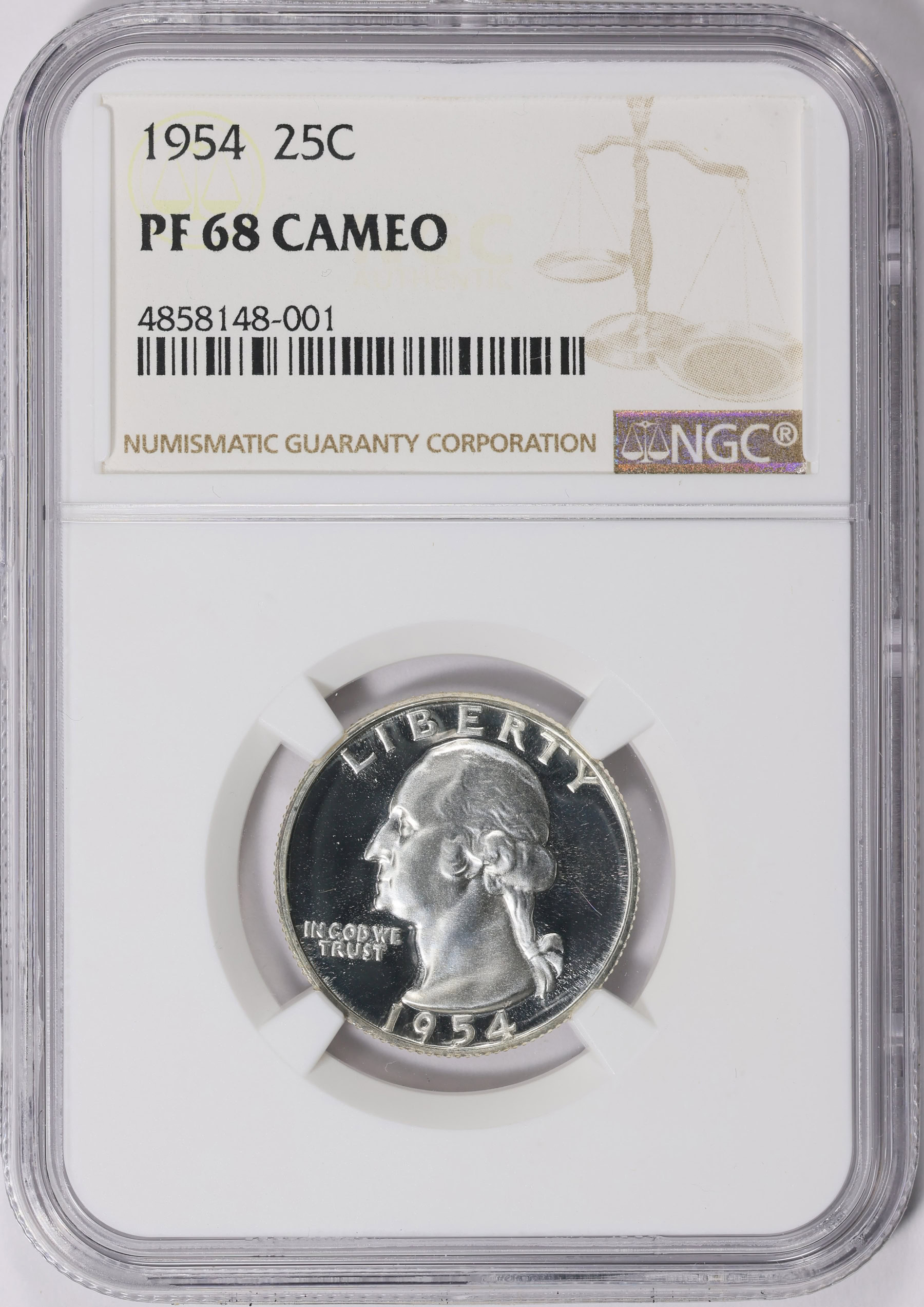 1954 Washington Quarter NGC Proof-68 CAMEO (Item 1655216) | GreatCollections Coin Auctions