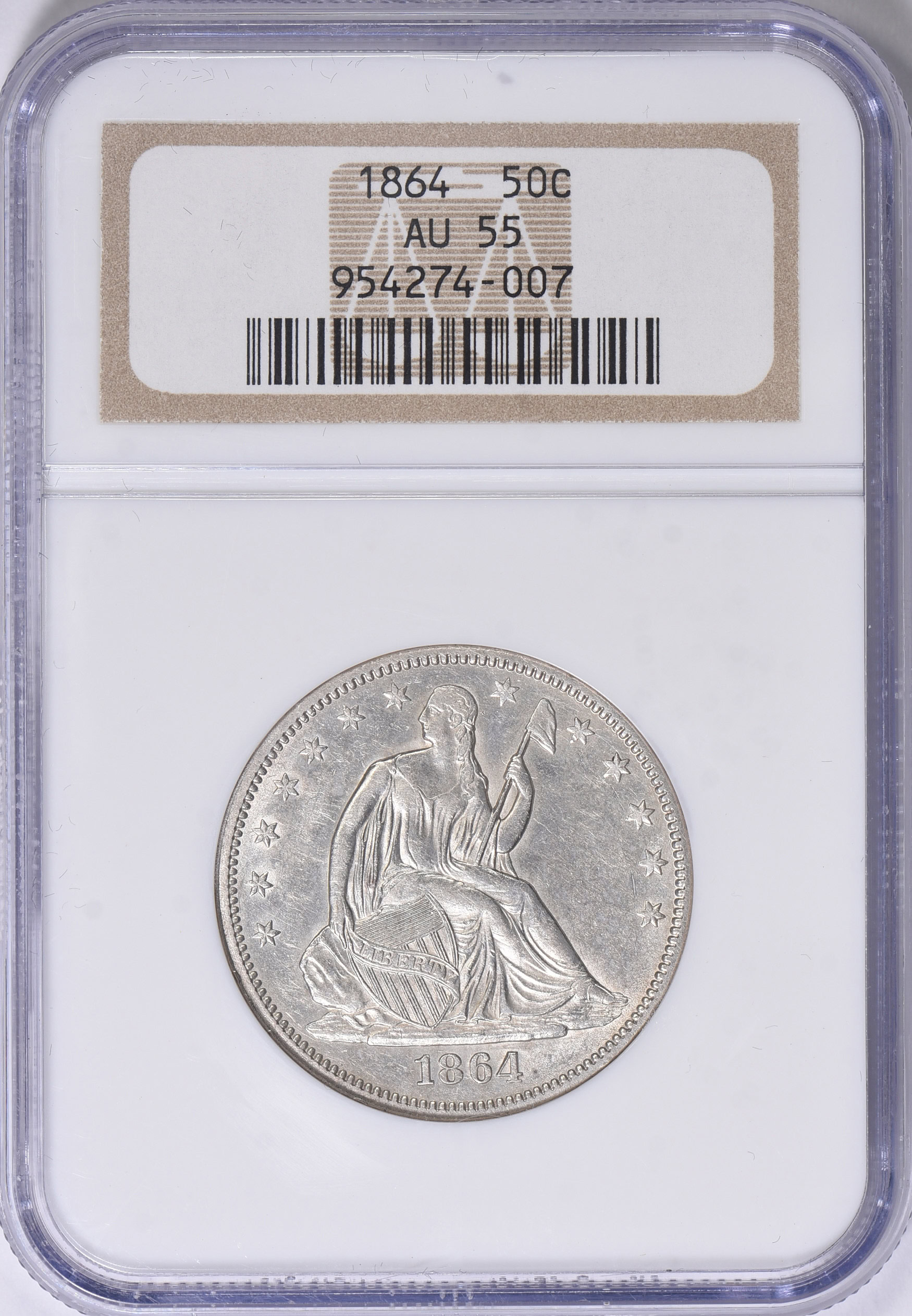 1864 Seated Liberty Half Dollar NGC AU-55 (Item 1655307) | GreatCollections Coin Auctions