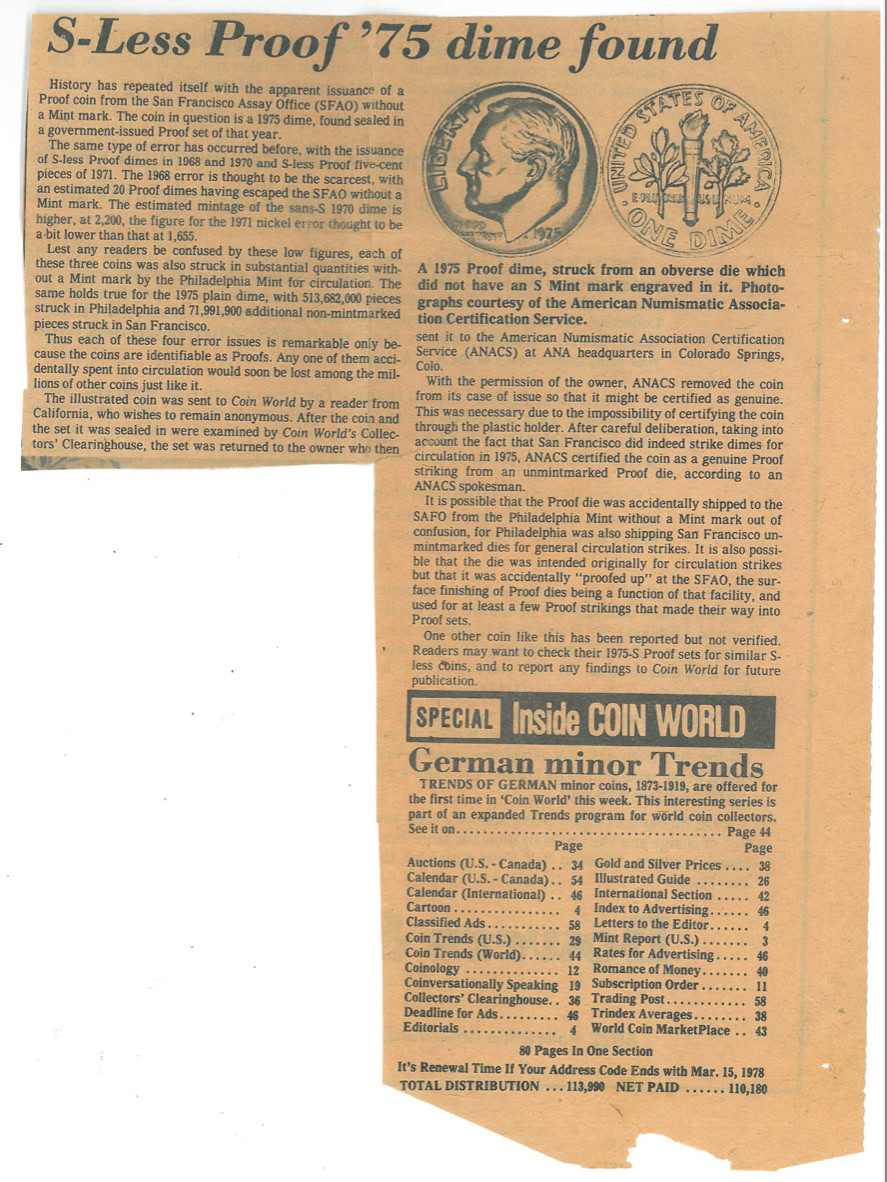 1975 Roosevelt Dime No S PCGS Proof-67 (CAC Green) (Toned) (with ...