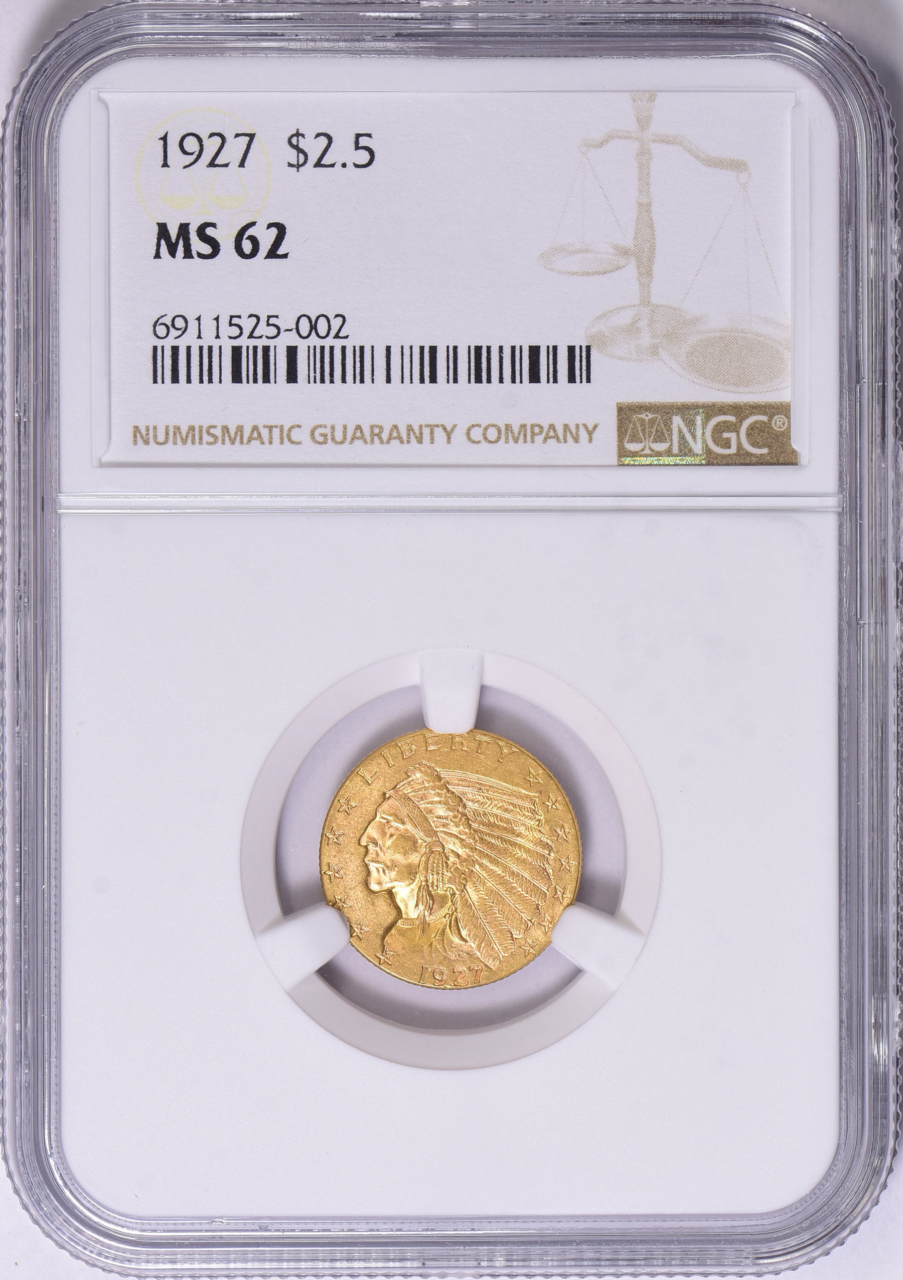 1927 Indian Gold Quarter Eagle NGC MS-62 (Item 1655829 ...