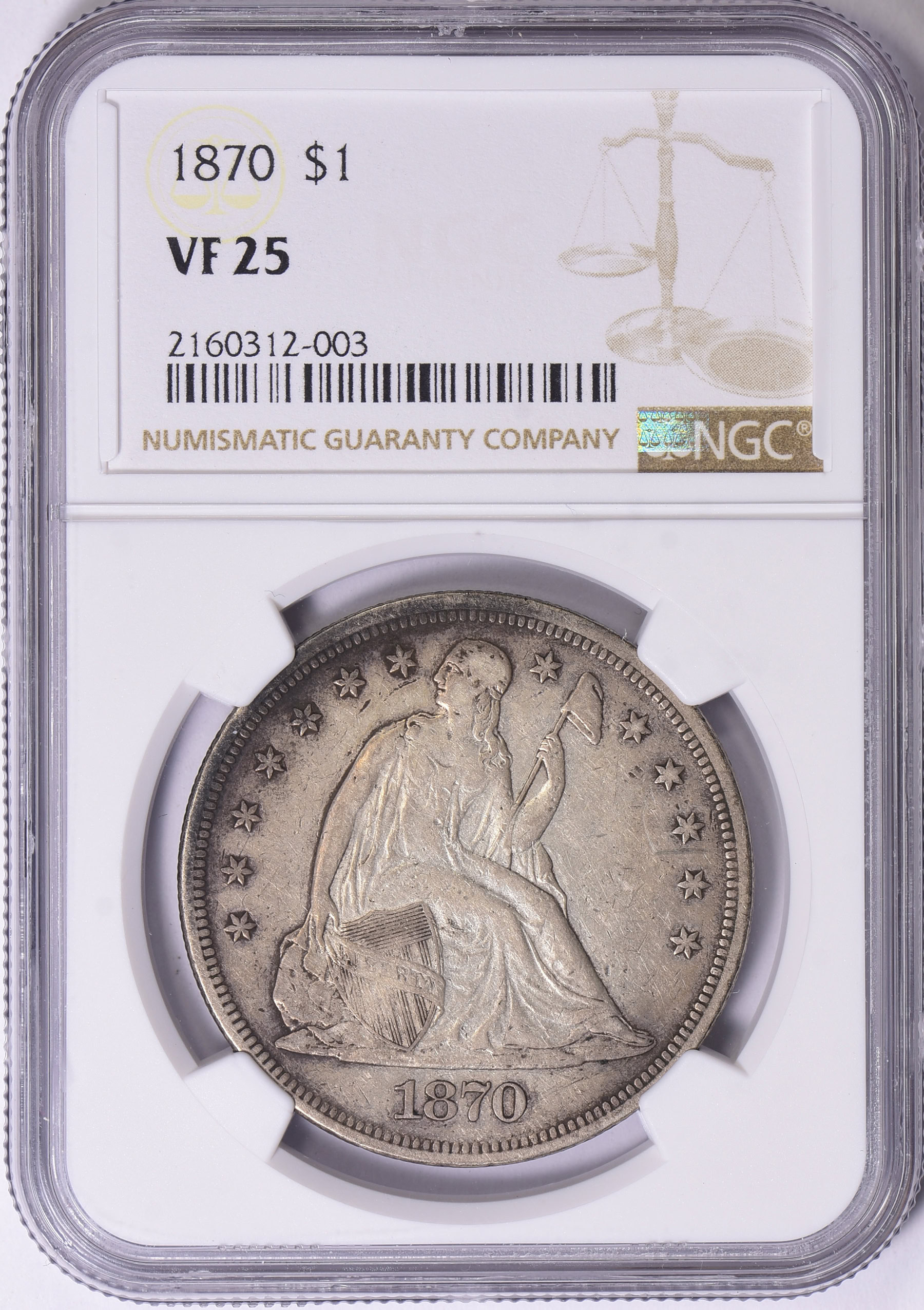 1870 Seated Liberty Silver Dollar NGC VF-25 (Item 1655844) | GreatCollections Coin Auctions