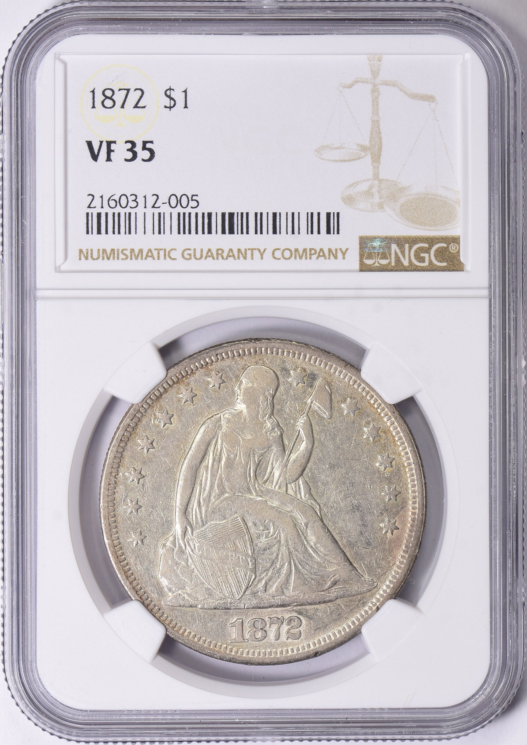 1872 Seated Liberty Silver Dollar NGC VF-35 (Item 1655845) | GreatCollections Coin Auctions