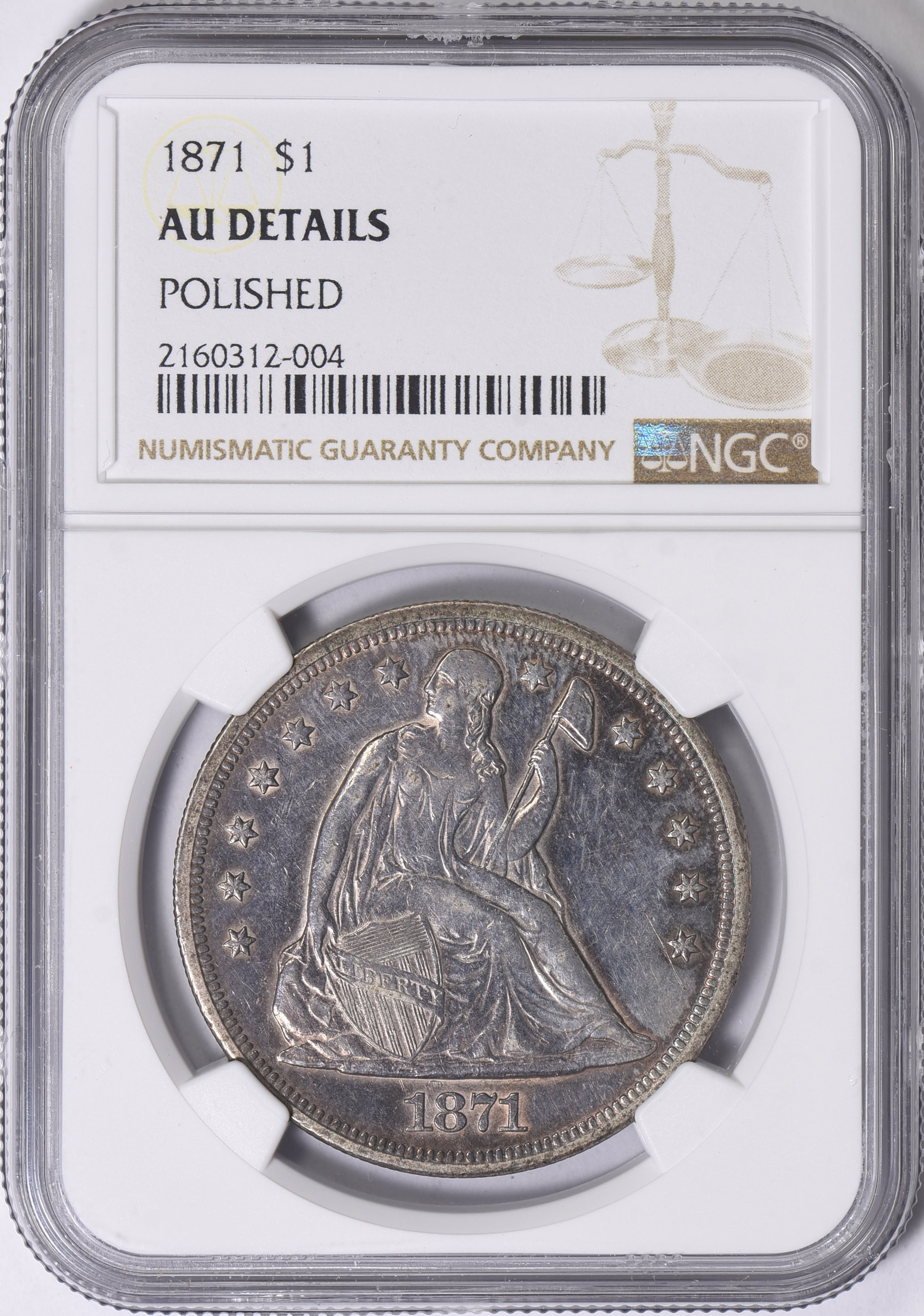 1871 Seated Liberty Silver Dollar NGC AU Details (Item 1655846 ...