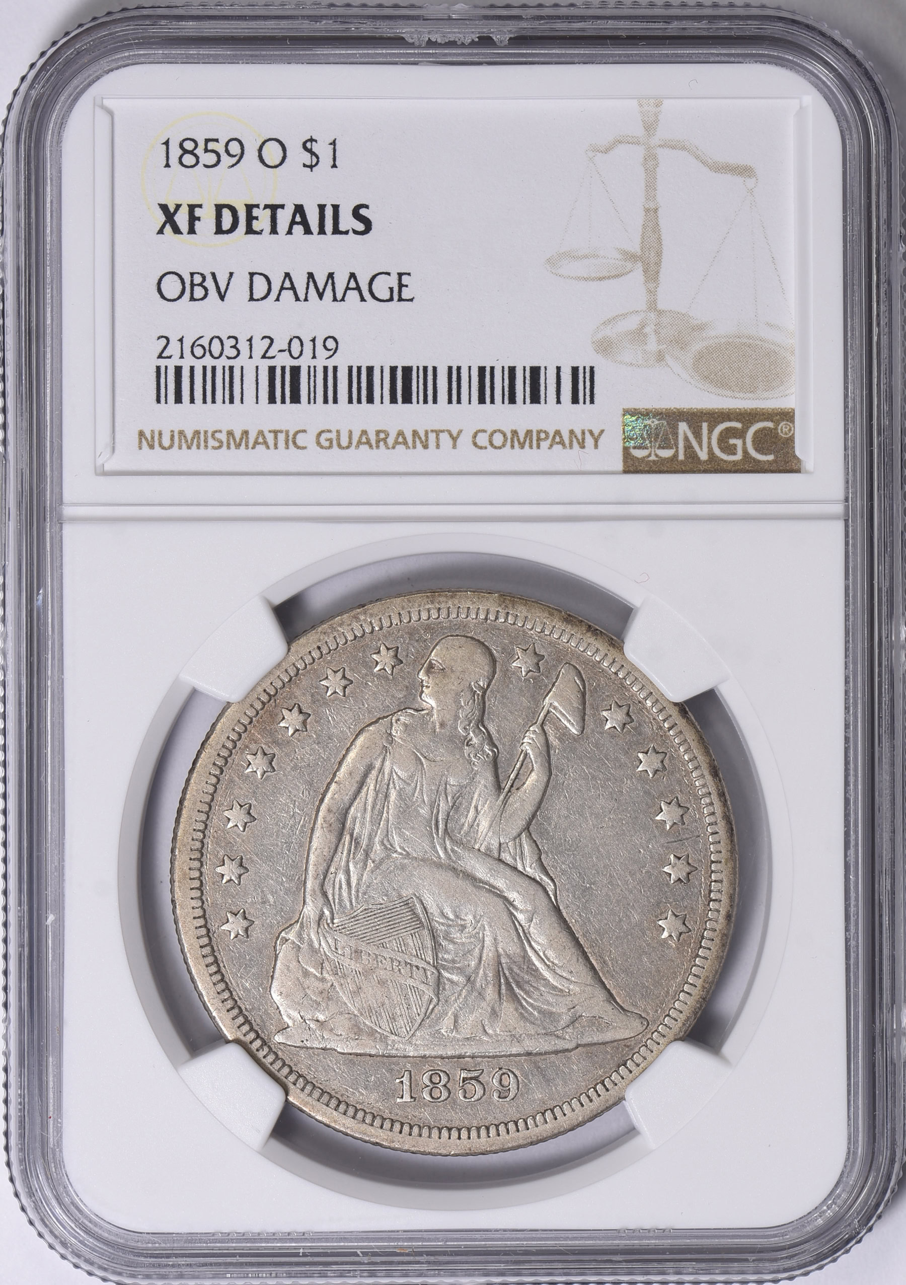 1859-O Seated Liberty Silver Dollar NGC XF Details (Item 1655849) | GreatCollections Coin Auctions