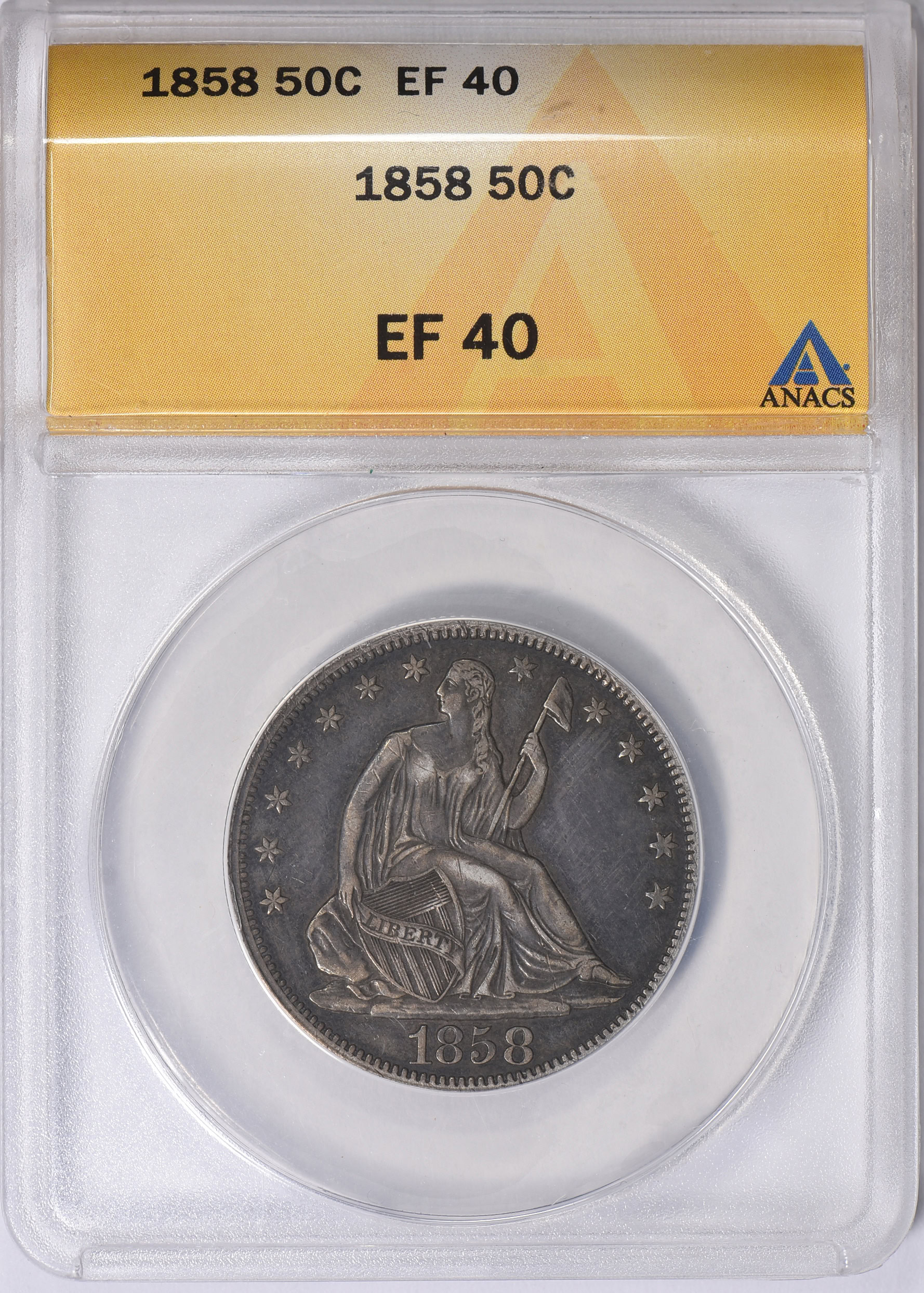 1858 Seated Liberty Half Dollar ANACS XF-40 (VSS WB-15) (Item 1655939) | GreatCollections Coin ...