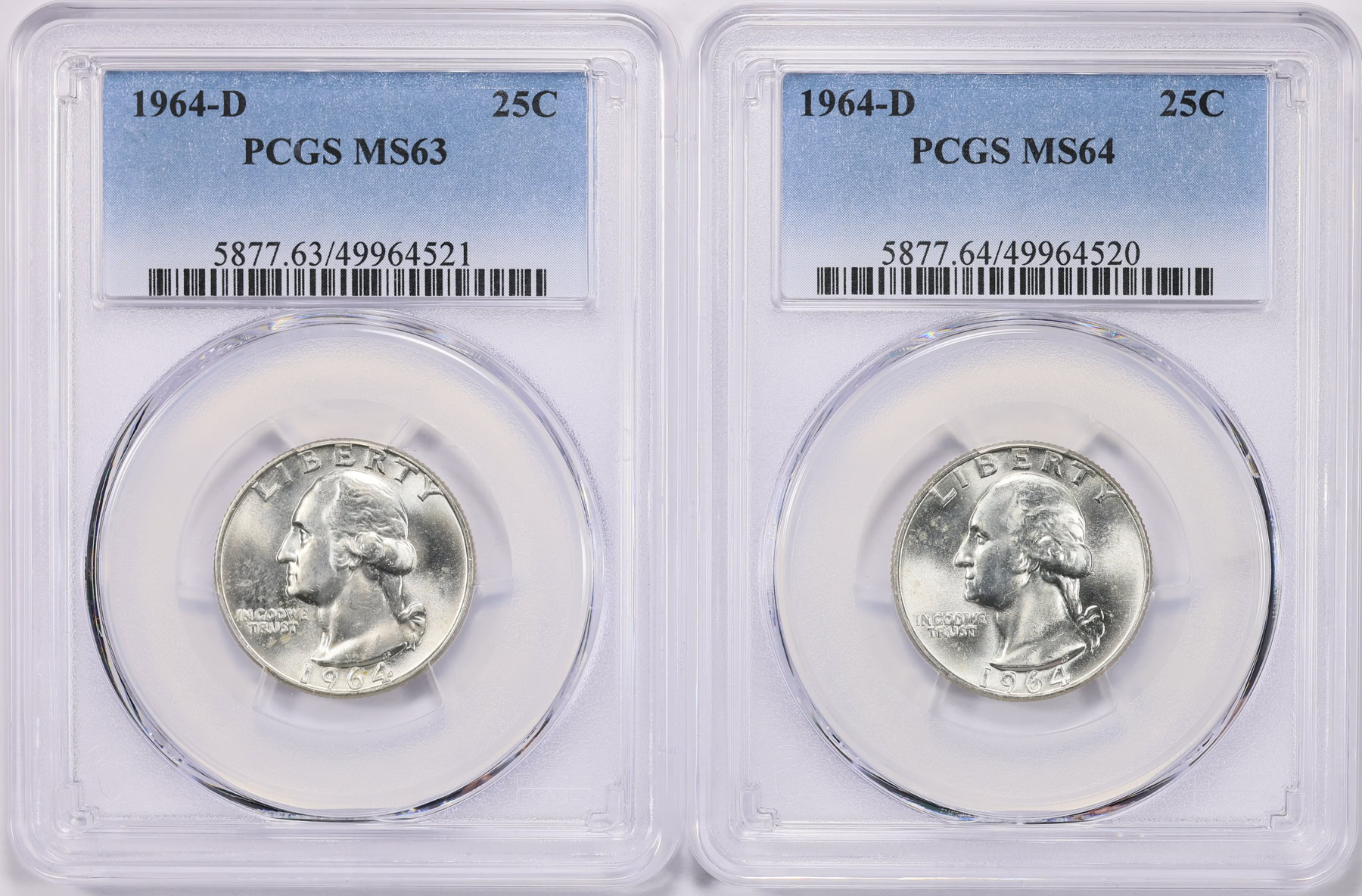 1964-D Washington Quarter PCGS MS-63/64 (2 Coins) (Item 1656088 ...