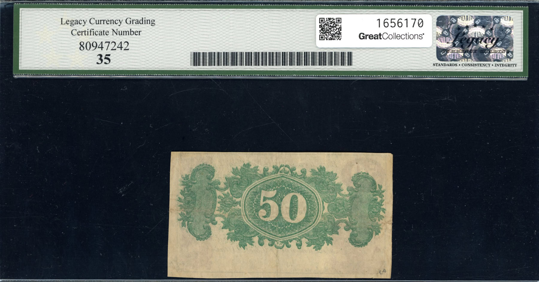 1862 Barrytown, New York Bank of Poughkeepsie 50 Cents Remainder Note ...