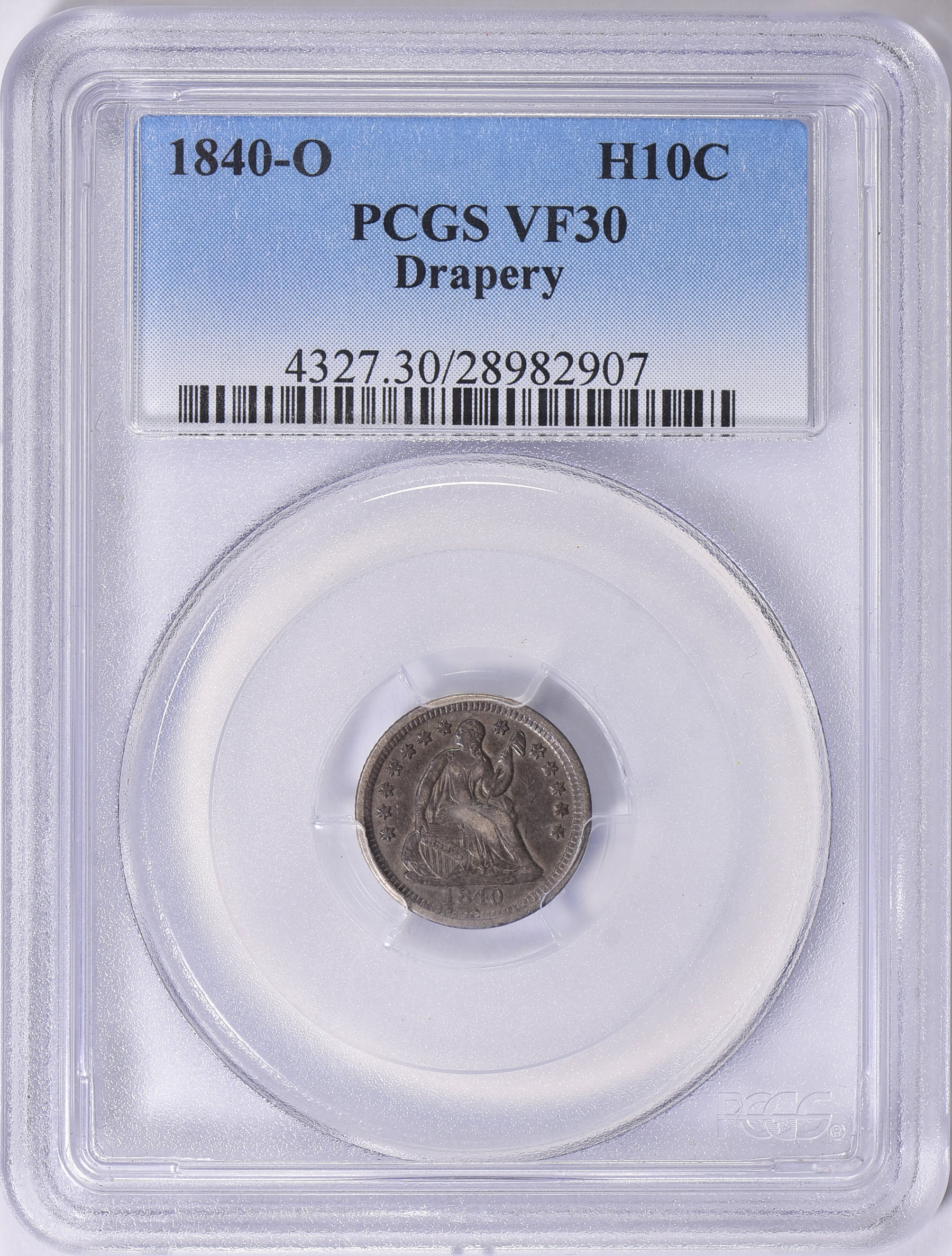 1840-O Seated Liberty Half Dime Drapery PCGS VF-30 (Item 1656540) | GreatCollections Coin Auctions