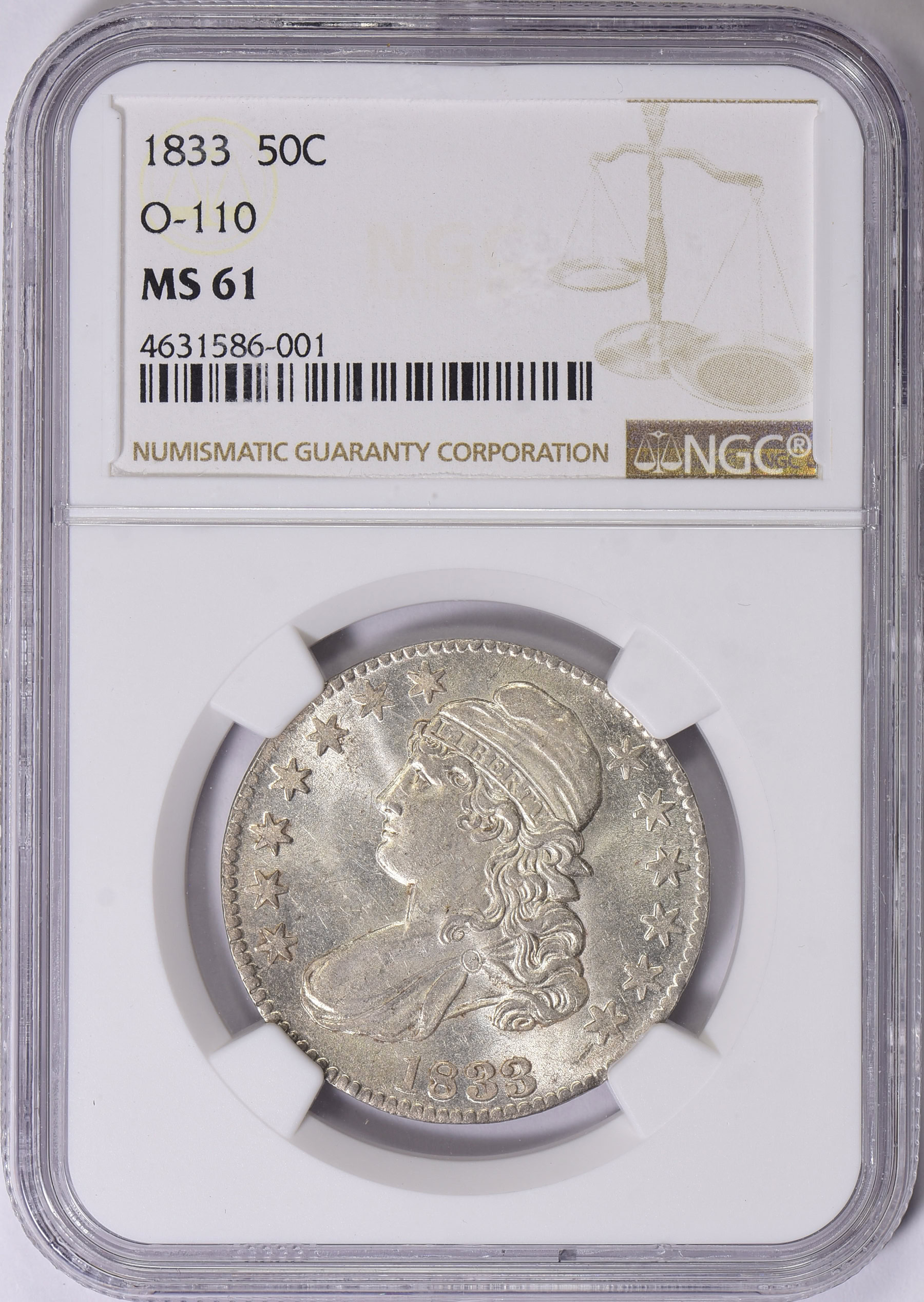 1833 Capped Bust Half Dollar Overton 110 NGC MS-61 (Item 1656547) | GreatCollections Coin Auctions