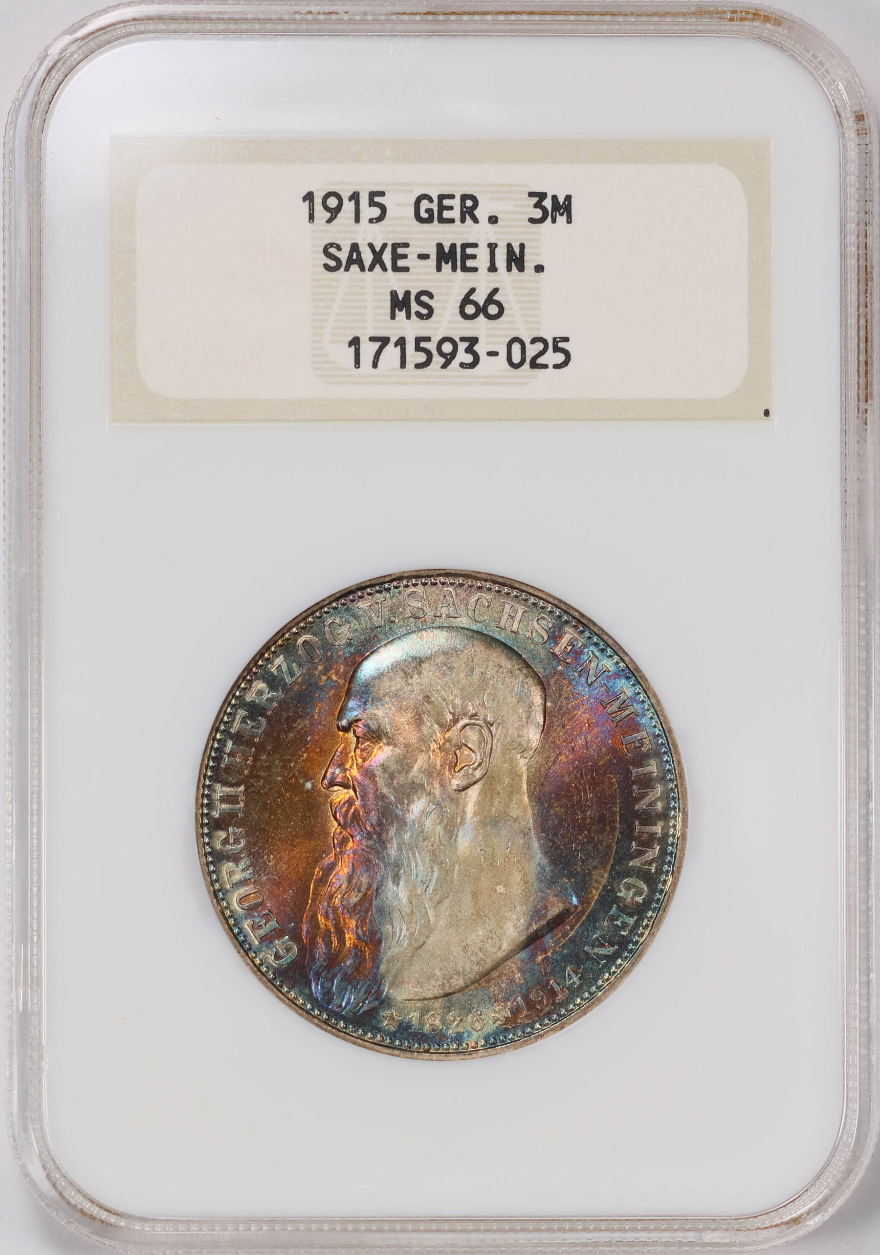 Germany - Saxe-Meiningen 1915 3 Marks Death of Georg II KM-207 NGC MS ...