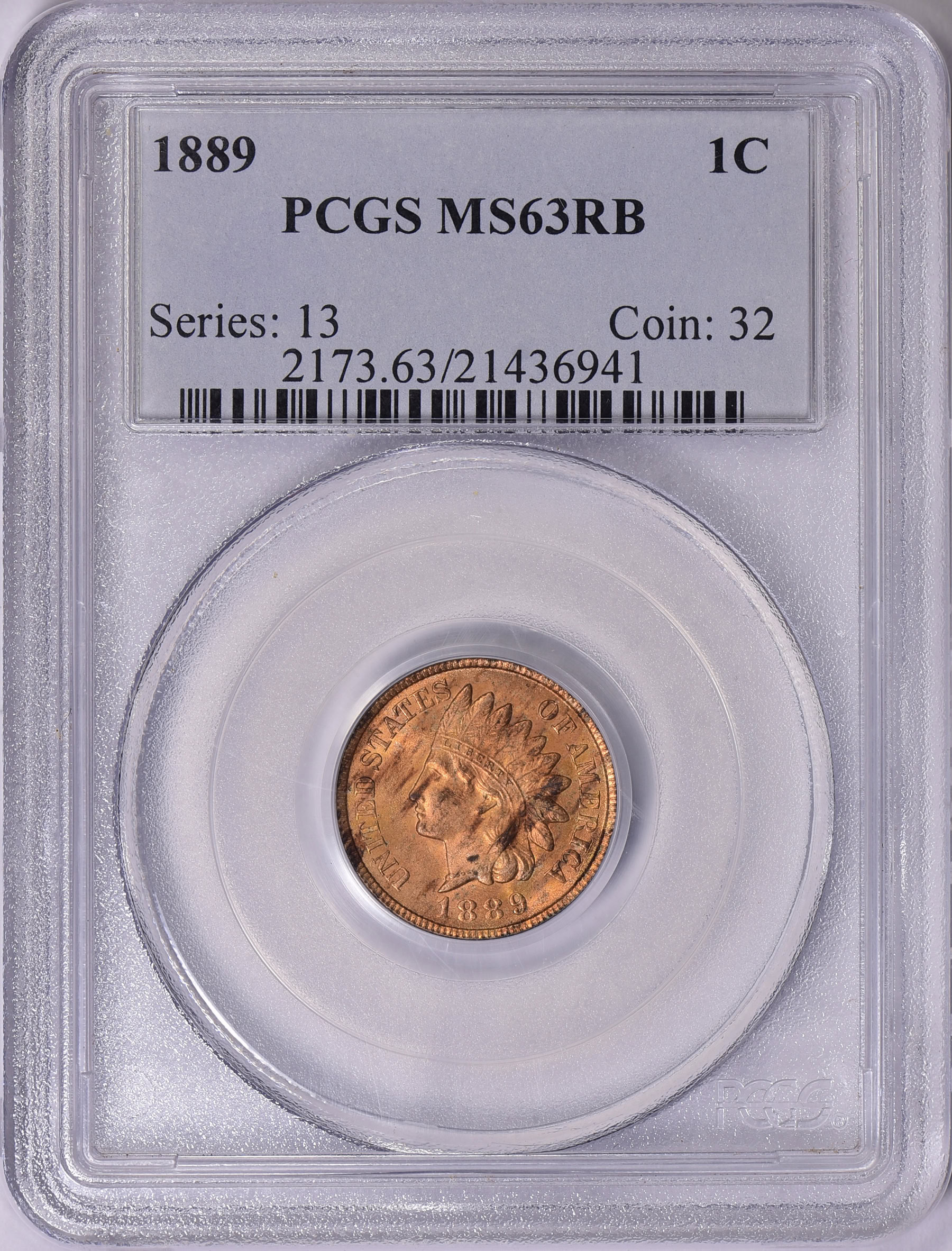 1889 Indian Cent PCGS MS-63 RB (Item 1656751) | GreatCollections Coin Auctions
