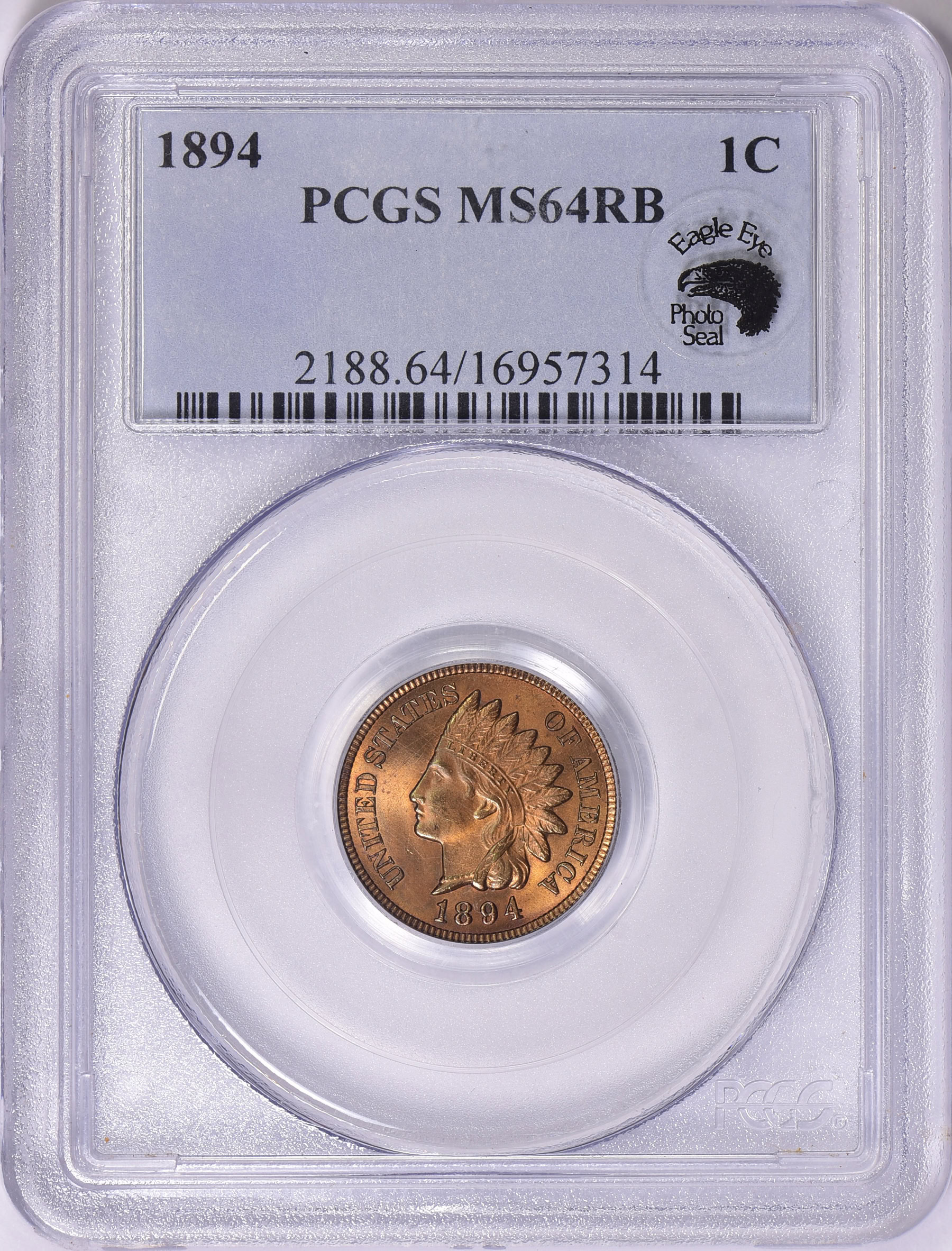 1894 Indian Cent PCGS MS-64 RB (Eagle Eye Seal) (Item 1656753) | GreatCollections Coin Auctions