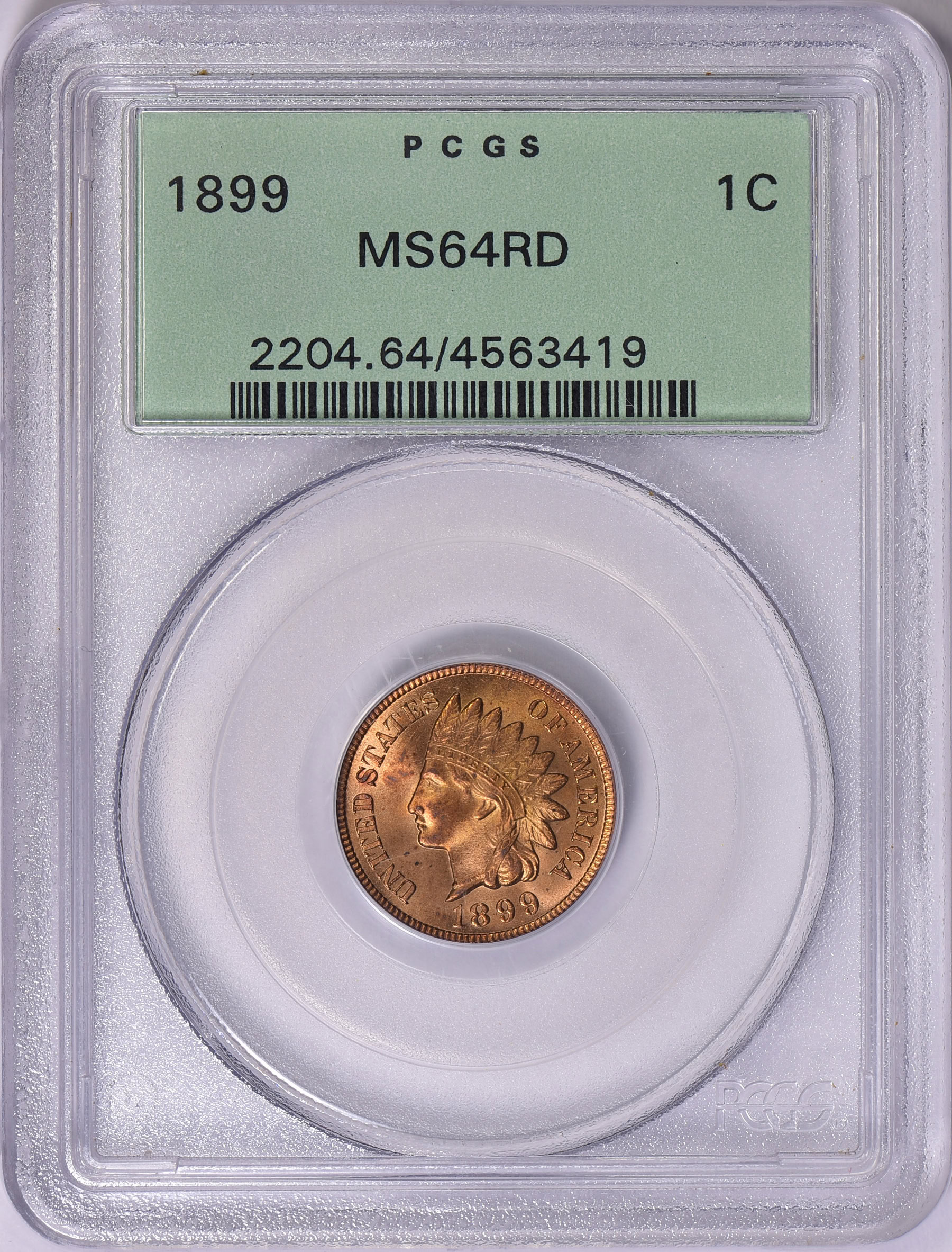 1899 Indian Cent PCGS MS-64 RD OGH (Item 1656761) | GreatCollections Coin Auctions