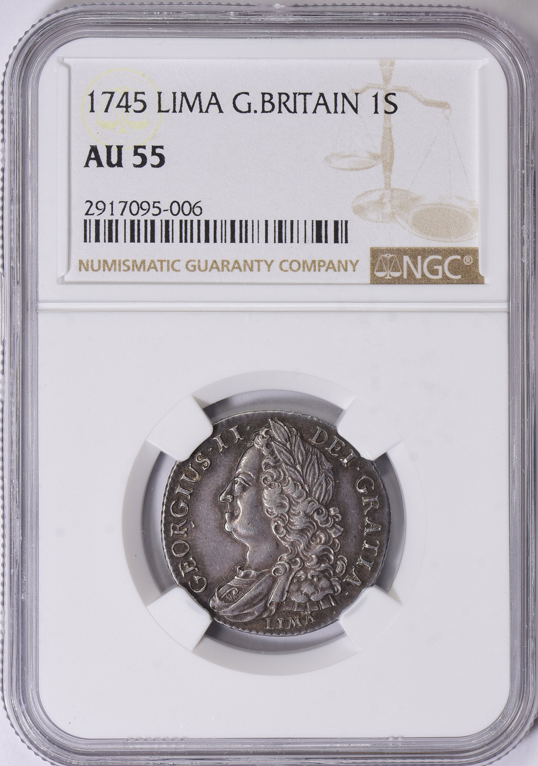 Great Britain 1745-LIMA Silver Shilling KM-583.2 NGC AU-55 (Item ...