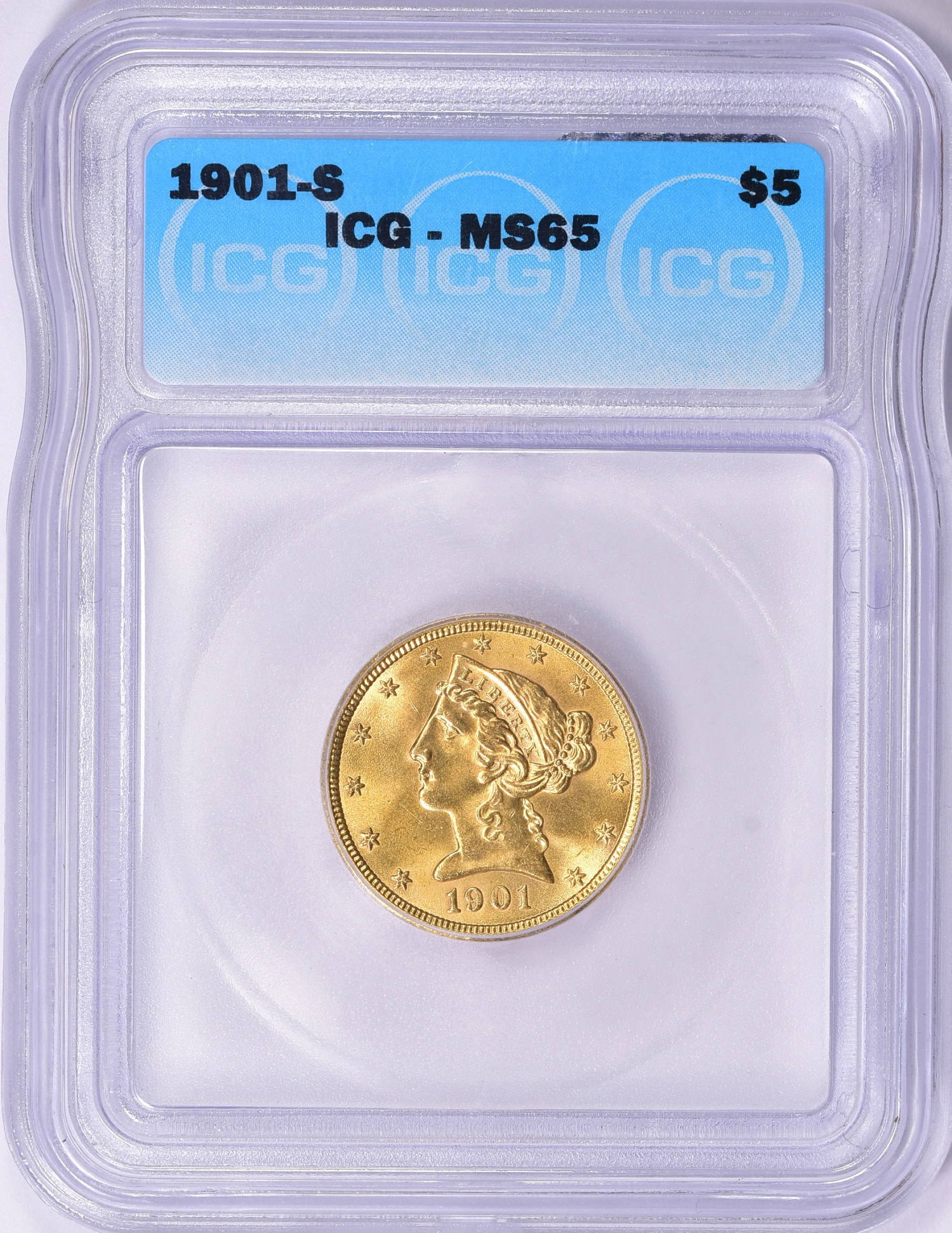 1901-S Liberty Gold Half Eagle ICG MS-65 (Item 1657010) | GreatCollections Coin Auctions