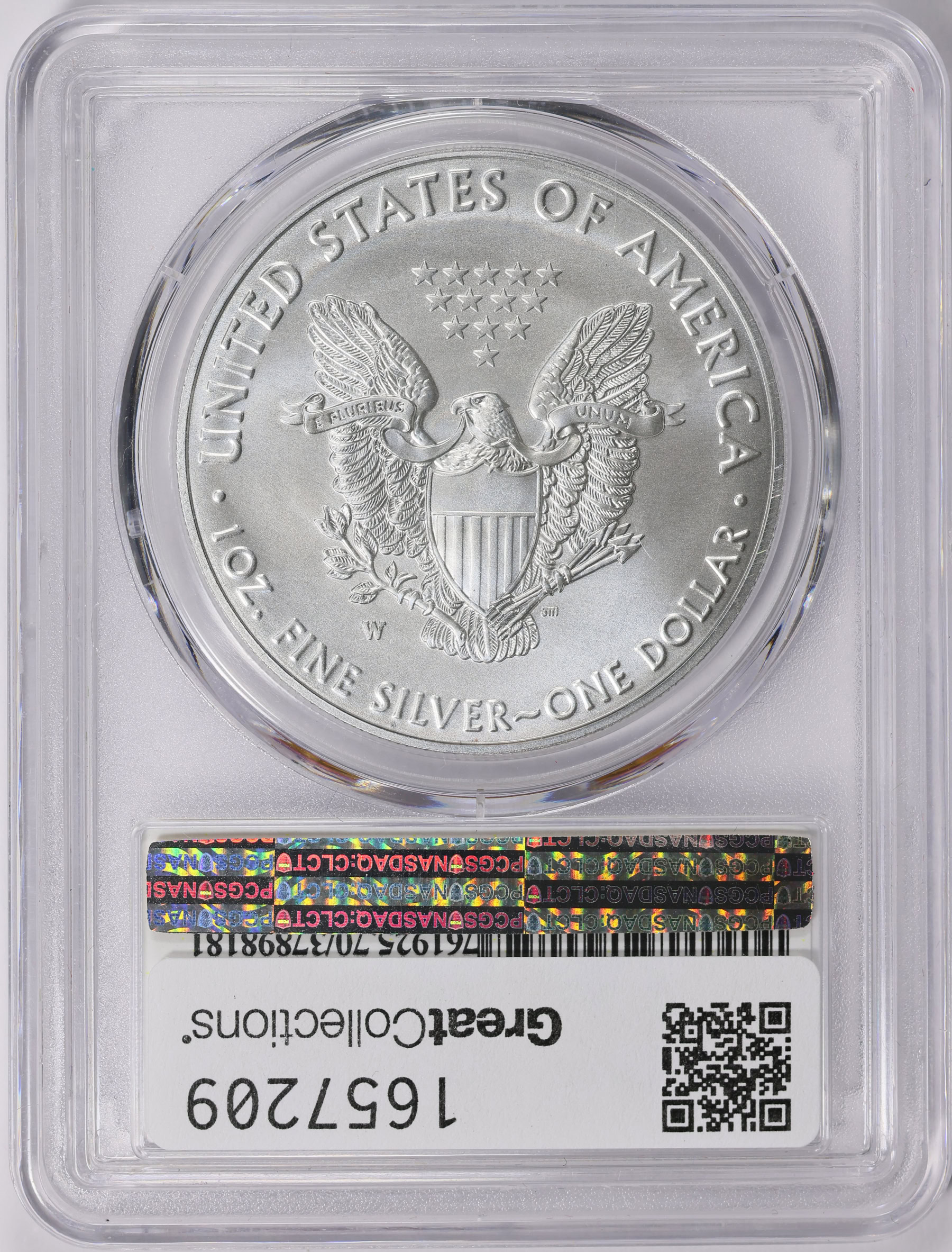 2019-W $1 Silver Eagle Burnished PCGS SP-70 (Made in U.S.A. Label) (Item 1657209 ...