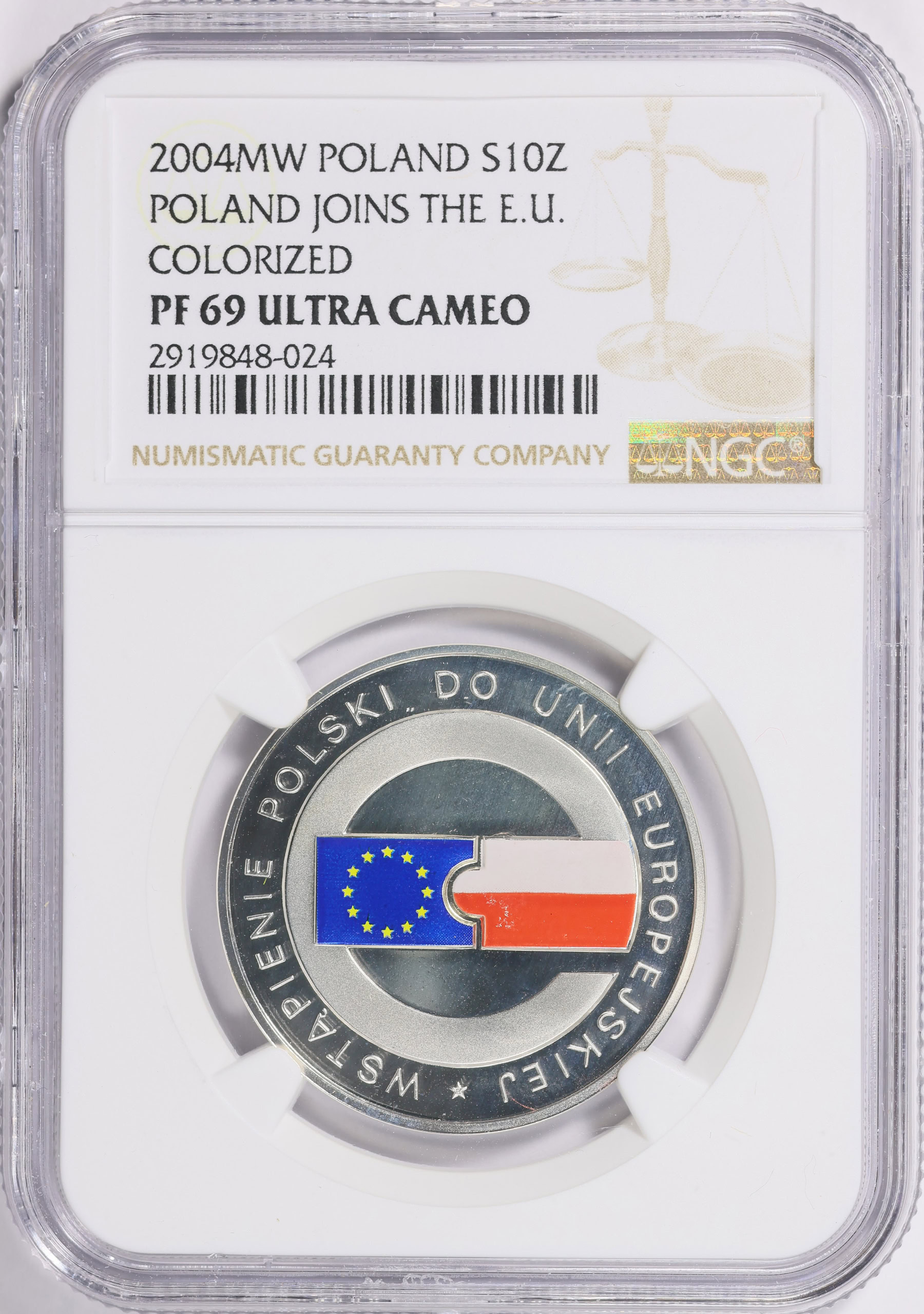 Poland 2004-MW Colorized Silver 10 Zlotych Poland Joins the Euro Union ...