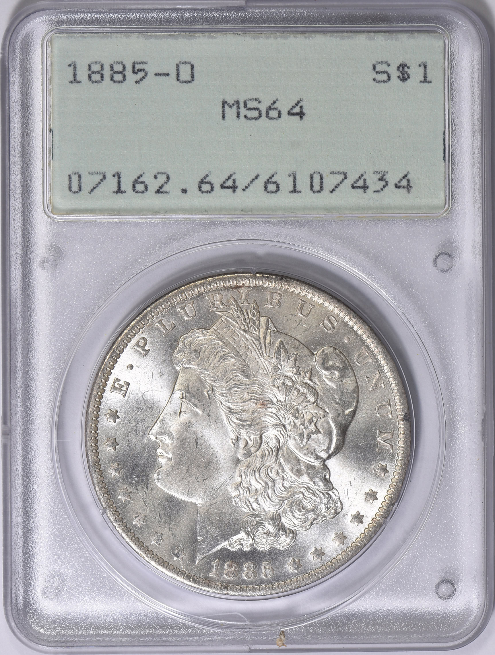 1885-O Morgan Silver Dollar PCGS MS-64 OGH (1st Gen) (Item 1657278) | GreatCollections Coin Auctions