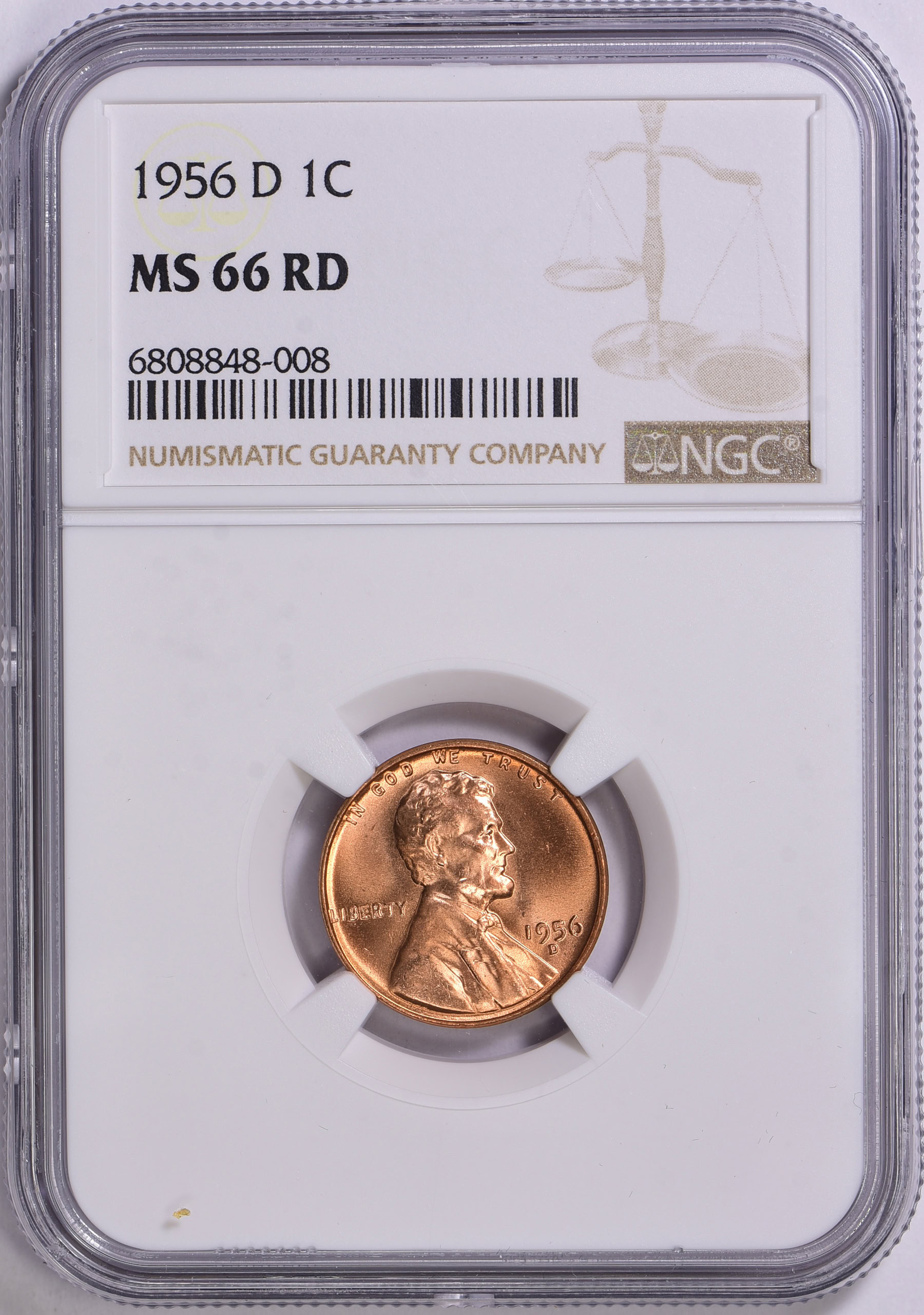 1956-D Lincoln Cent NGC MS-66 RD (Item 1657359) | GreatCollections Coin Auctions