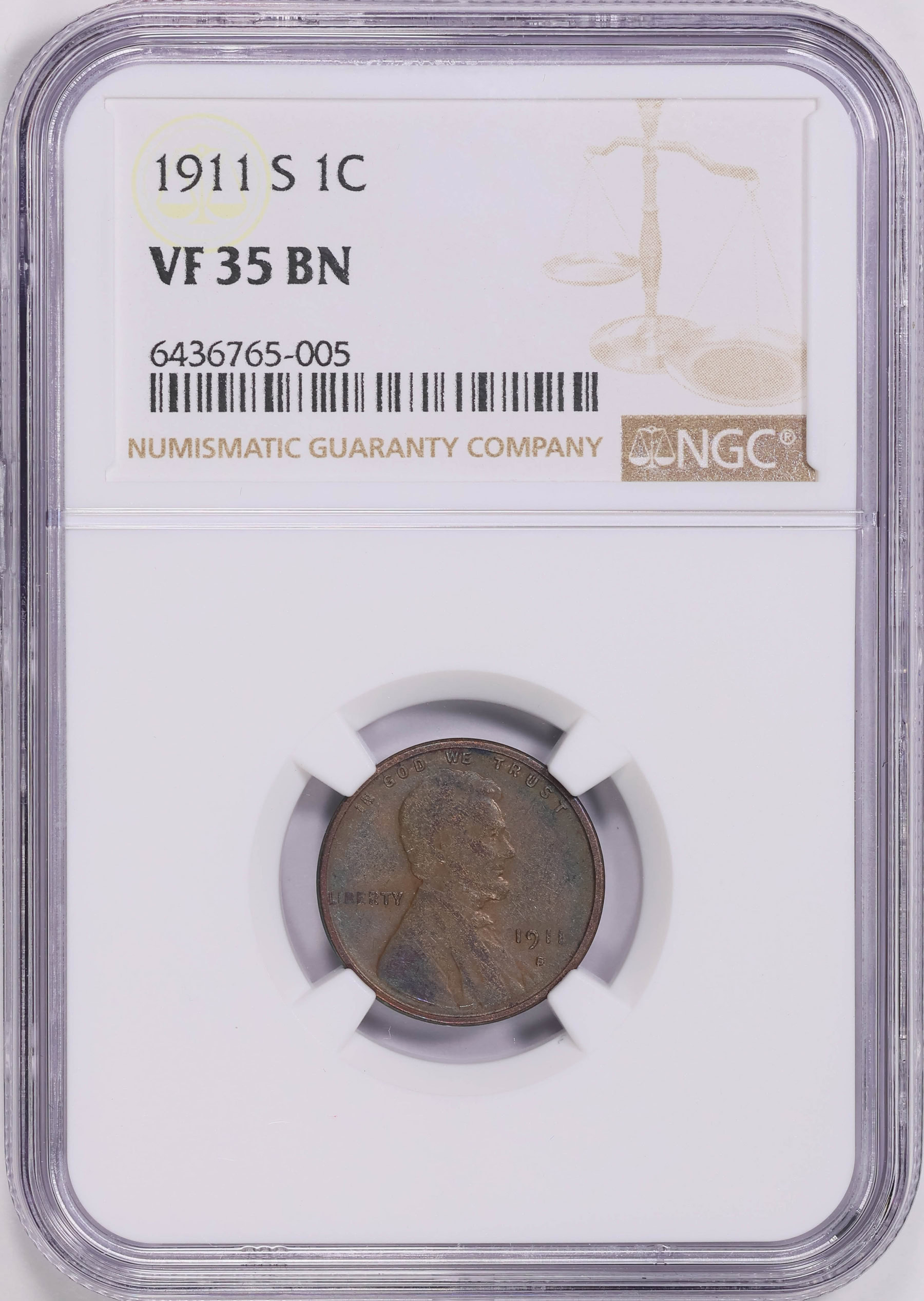 1911-S Lincoln Cent NGC VF-35 BN (Item 1657380) | GreatCollections Coin ...